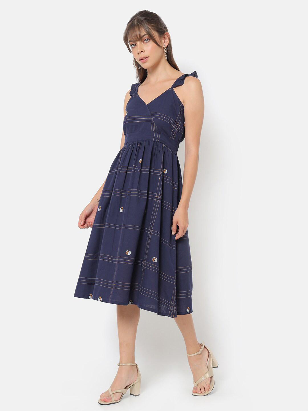 Buy Saaki Blue Checked Midi Dress - Ethnic Dresses for Women 17994432 ...