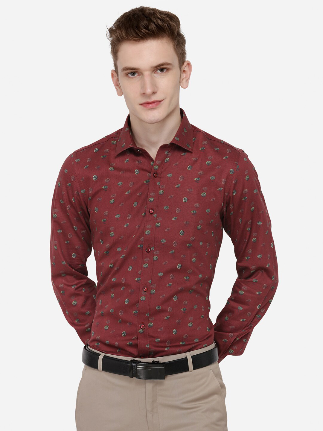 Buy WYRE Men Red Floral Printed Pure Cotton Formal Shirt - Shirts for ...