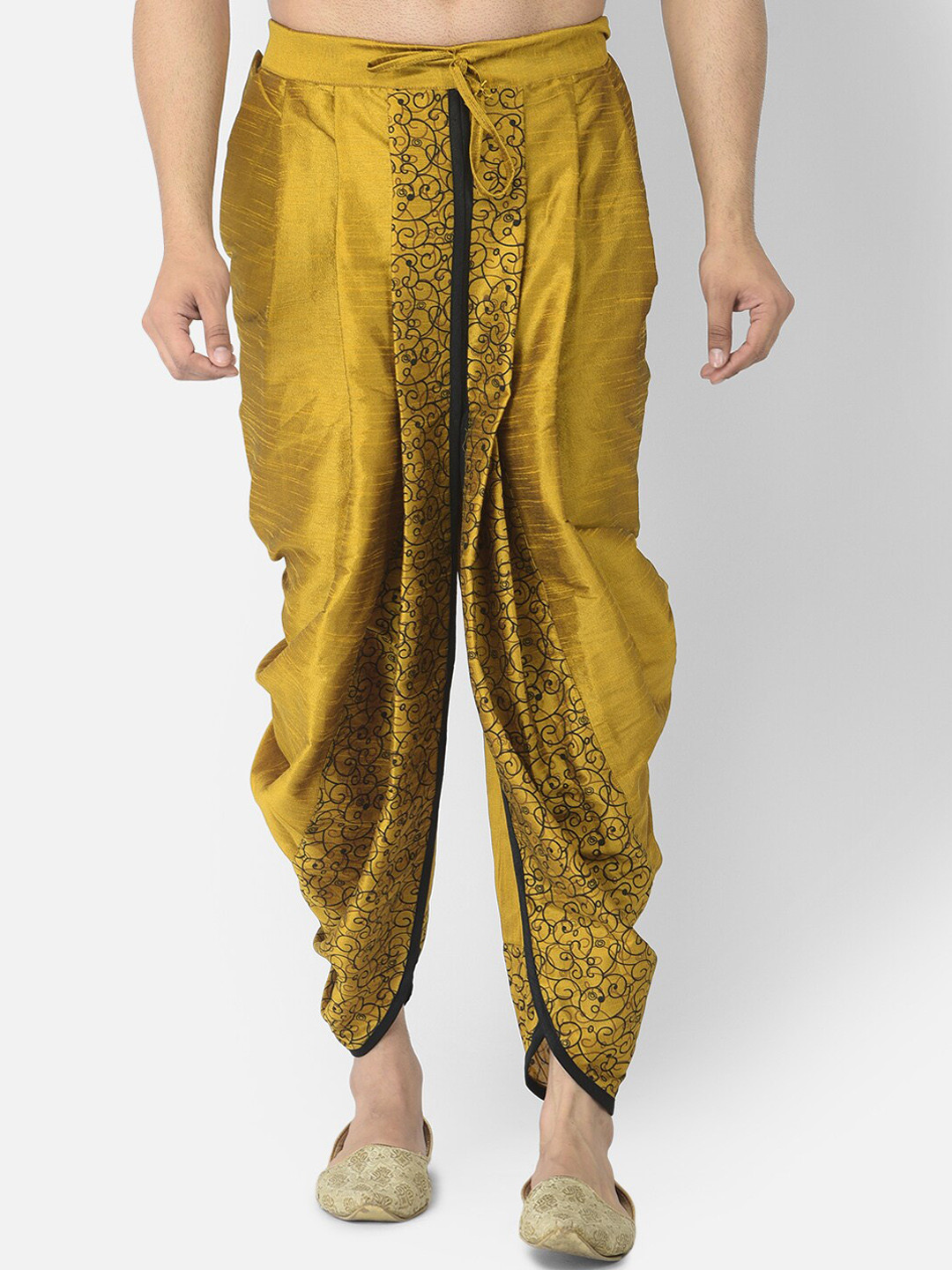 Buy DEYANN Men Yellow Printed Silk Dhoti - Dhotis for Men 18000238 | Myntra