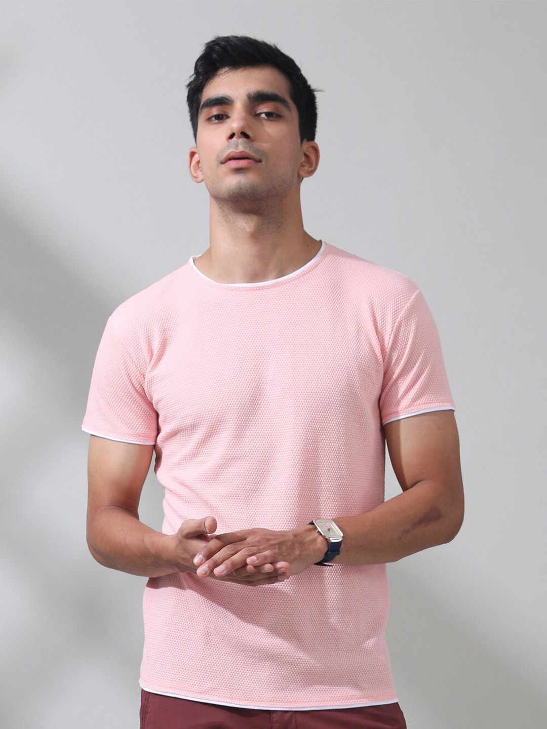 Buy Tinted Men Pink Pure Cotton T Shirt - Tshirts for Men 18000818 | Myntra