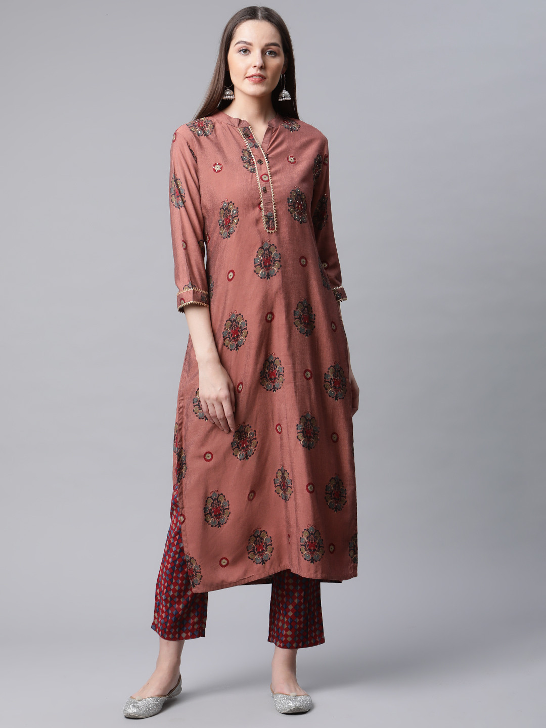 Buy AMIRAS INDIAN ETHNIC WEAR Women Rust Ethnic Motifs Printed Gotta ...