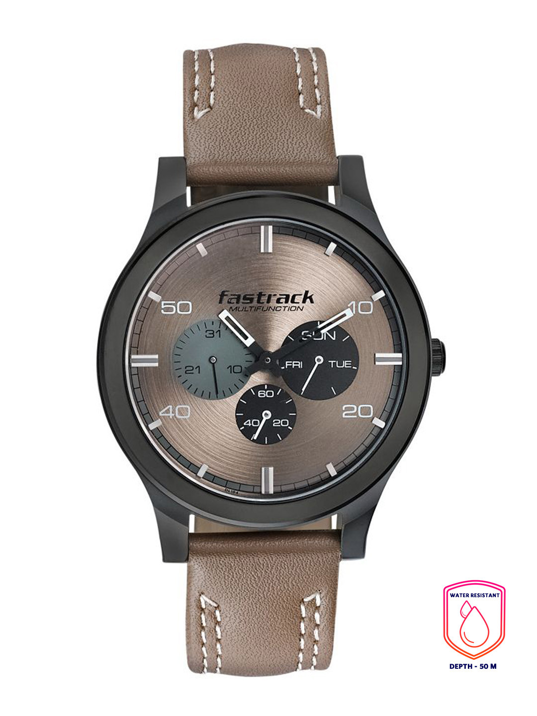 Buy Fastrack Men Beige Brass Dial & Beige Leather Straps Analogue Watch ...