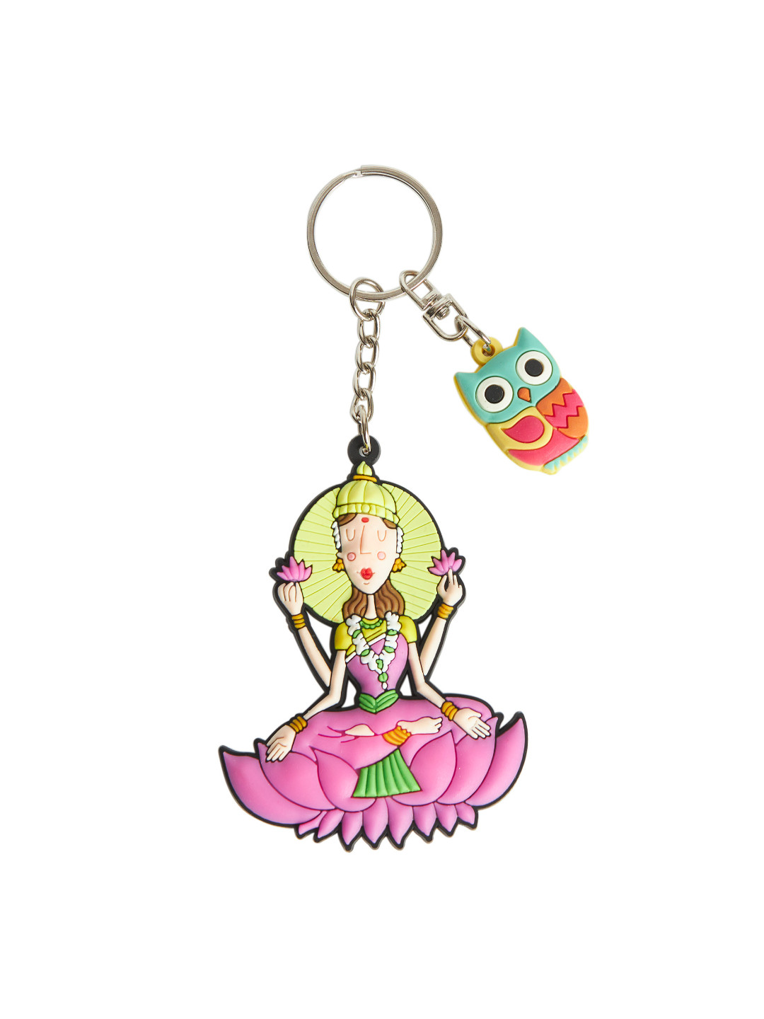 Buy Chumbak Pink & Yellow Goddess Lakshmi Keychain - Key Chain for ...
