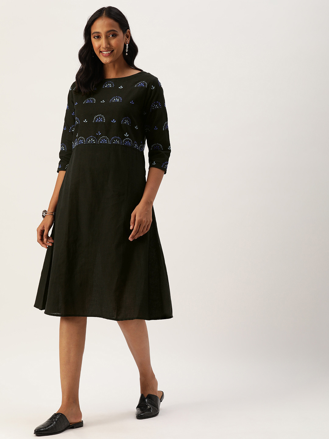 Buy OKHAI Black Floral Embroidered Dress - Dresses for Women 18011670 ...