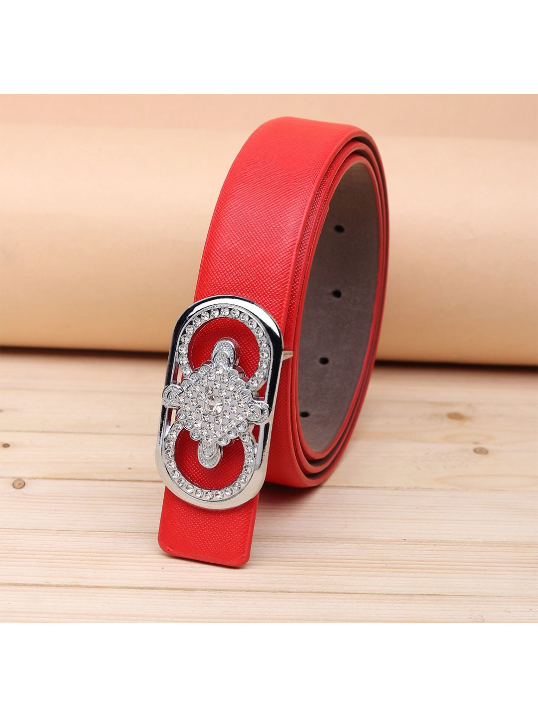 Buy URBAN ALFAMI Women Red Embellished PU Belt - Belts for Women ...