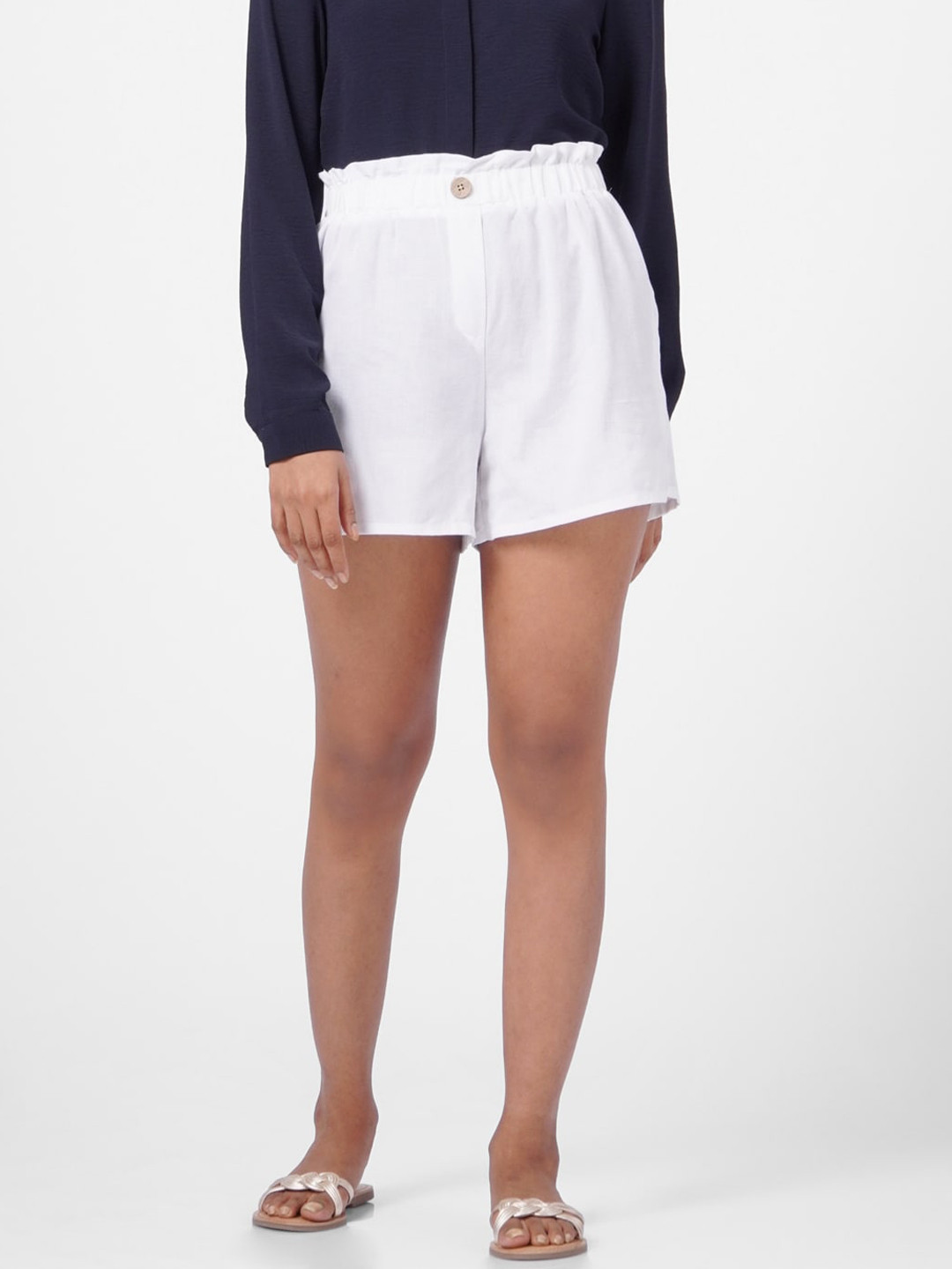 Buy Vero Moda Women White Solid High Rise Shorts - Shorts for Women ...
