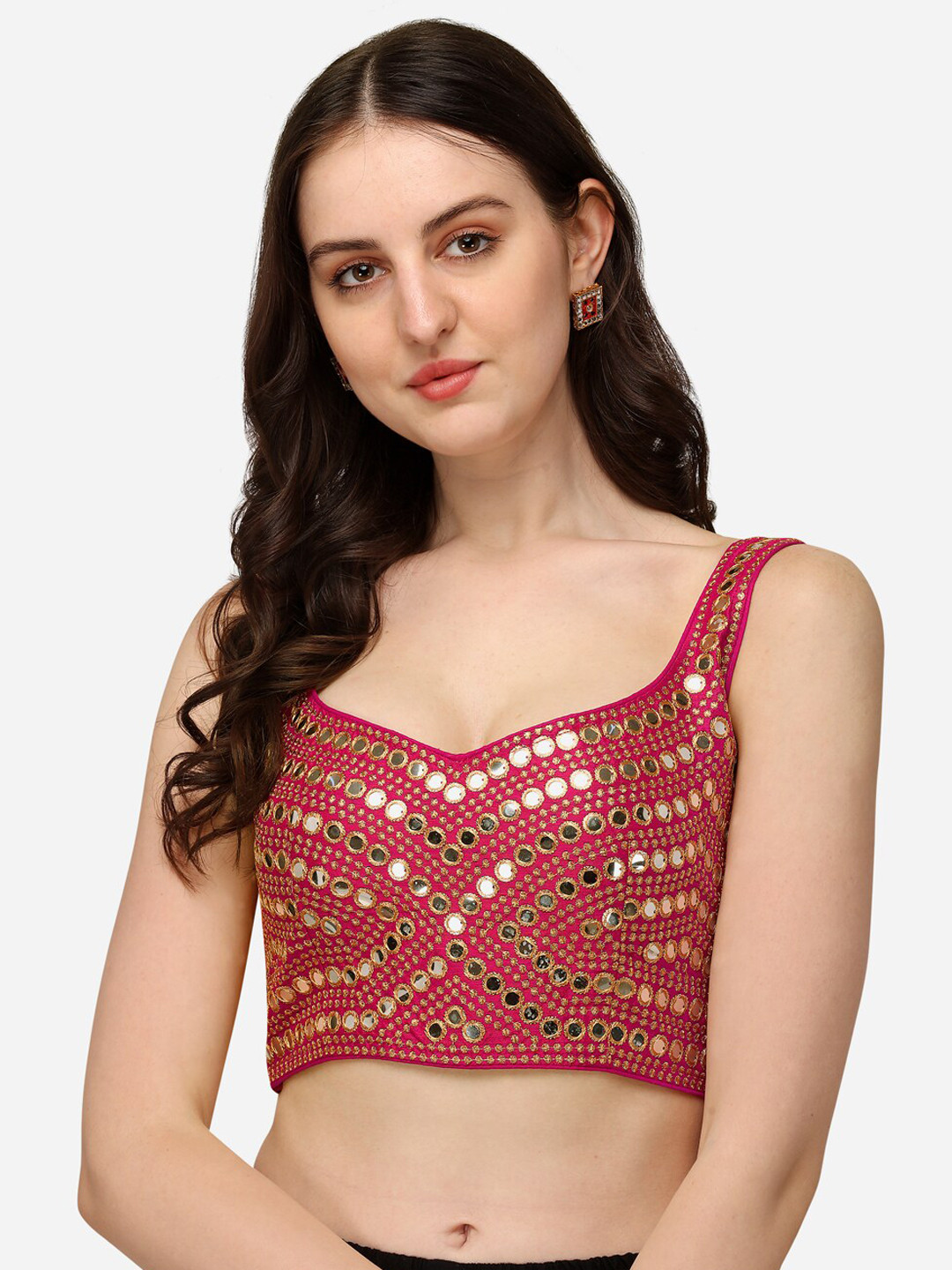 Buy Fab Dadu Pink Embroidered Saree Blouse - Saree Blouse for Women ...