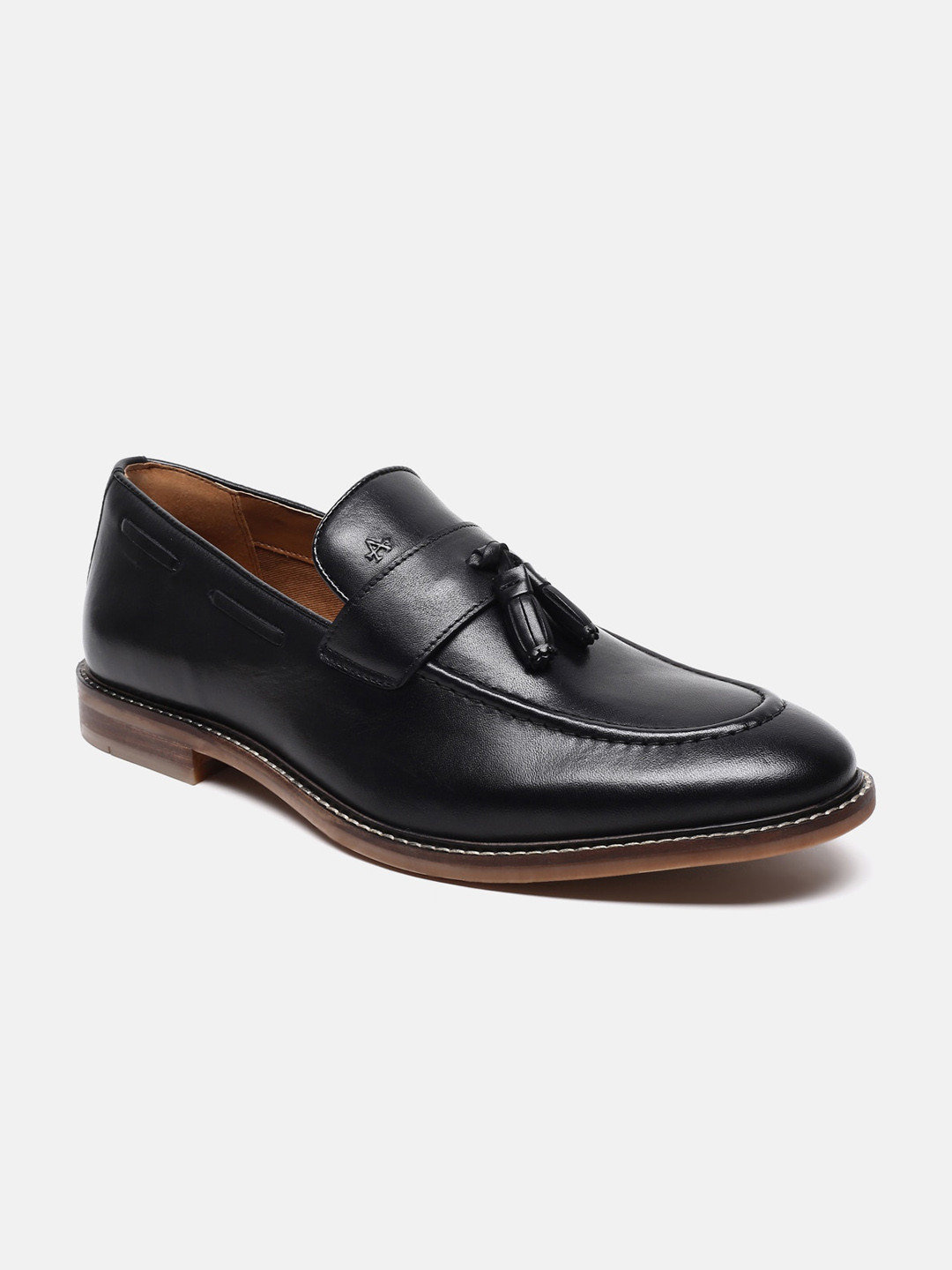 Buy Arrow Men Black Solid Leather Formal Loafers - Formal Shoes for Men ...