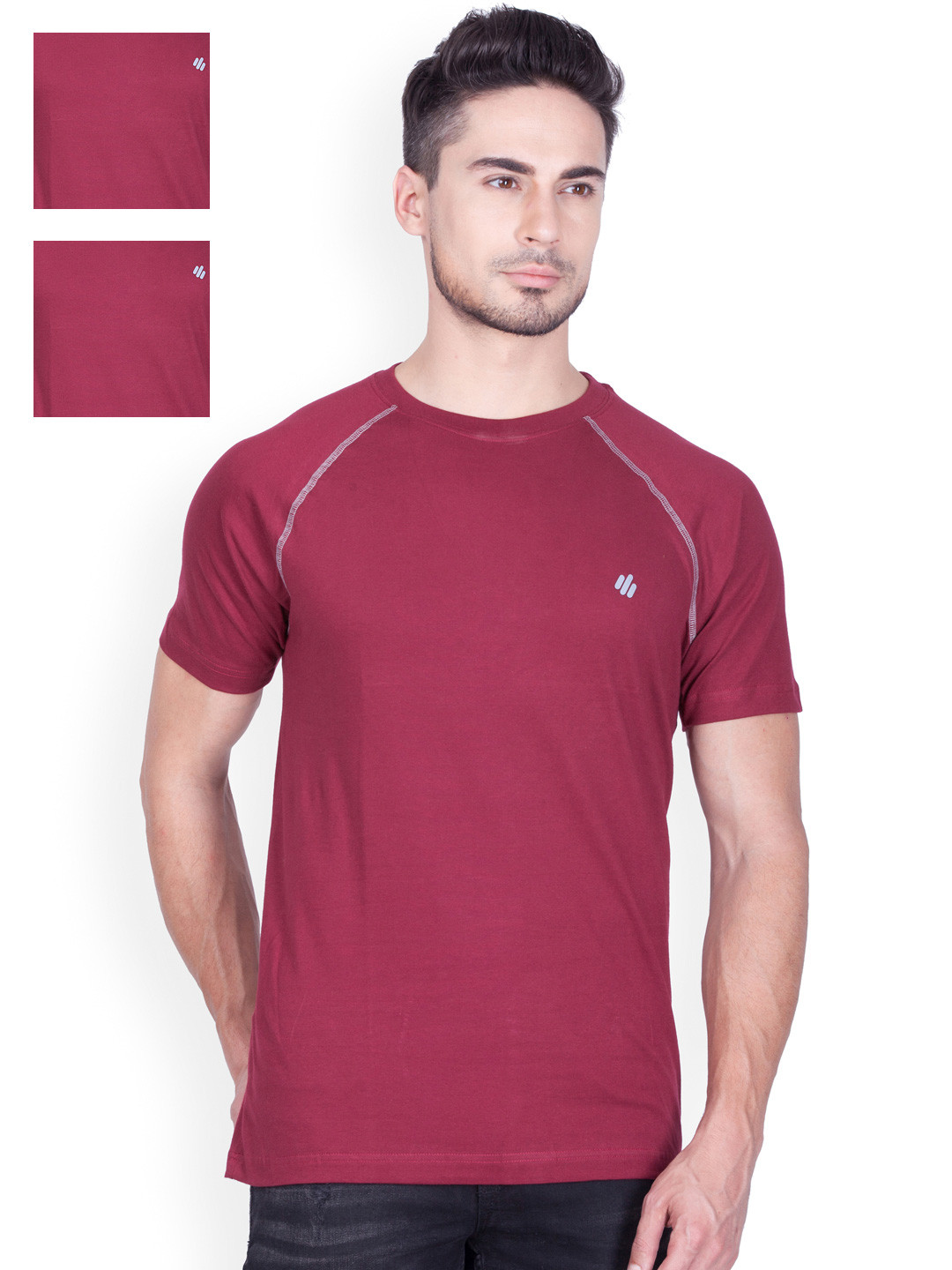 Buy ONN Pack Of 3 Maroon Pure Cotton T Shirts Tshirts For Men 1801915