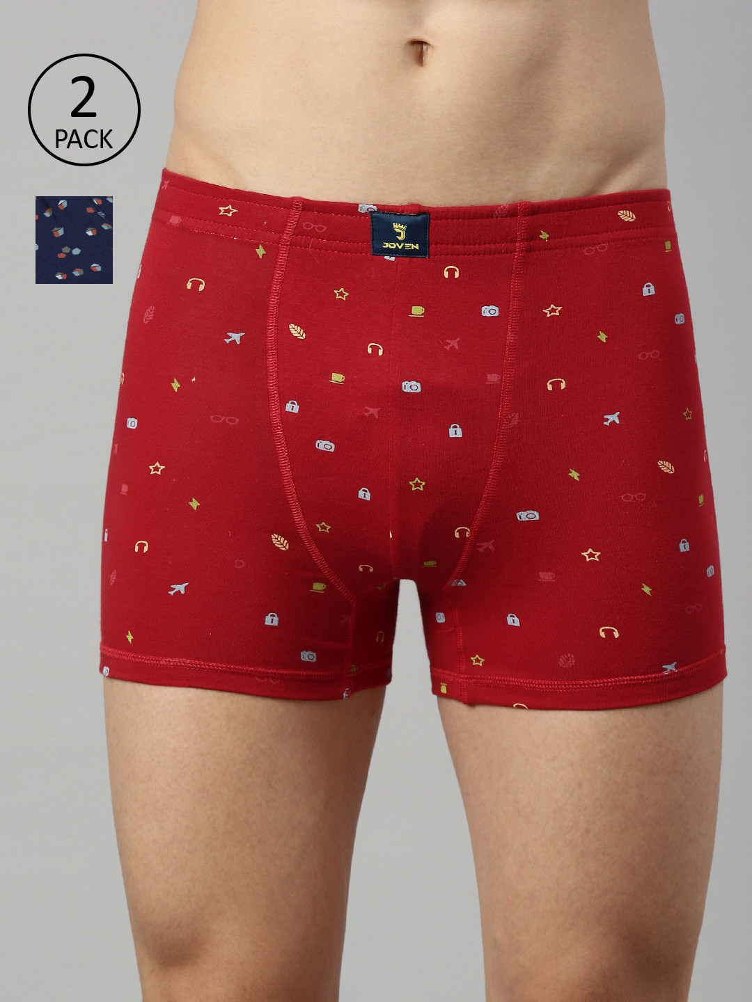 Buy Joven Men Pack Of 2 Blue & Red Cotton Printed Neo Trunks 2TAOP C6 ...