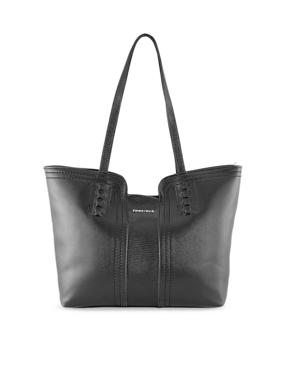 Buy Fastrack Black PU Bucket Tote Bag With Cut Work - Handbags for ...