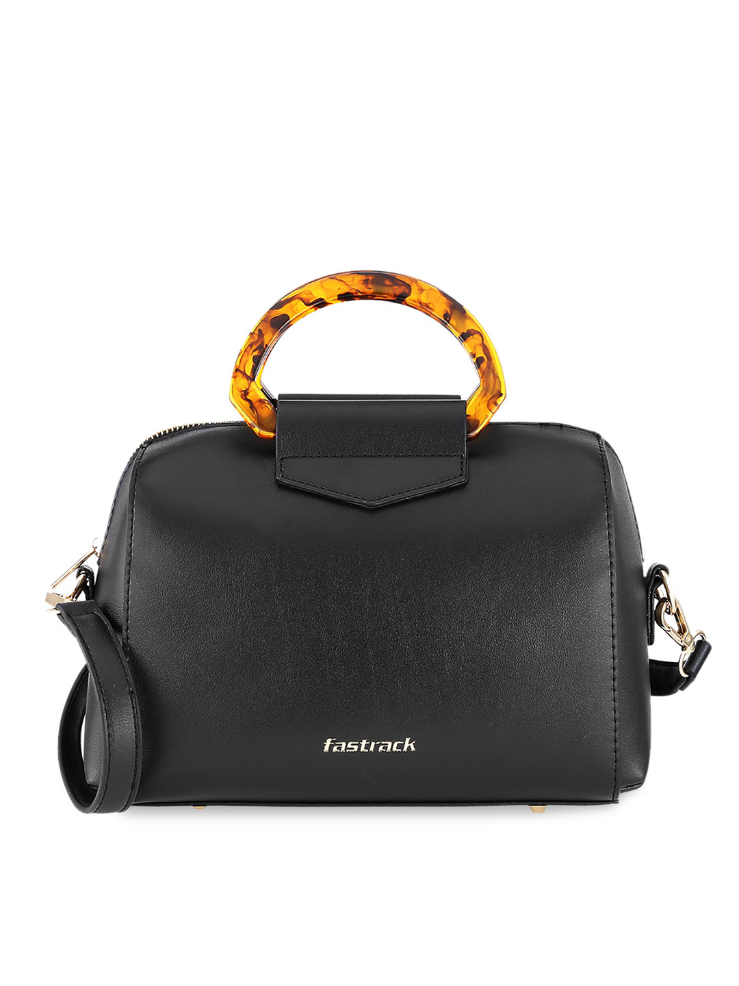 Buy Fastrack Black PU Structured Handheld Bag - Handbags for Women ...