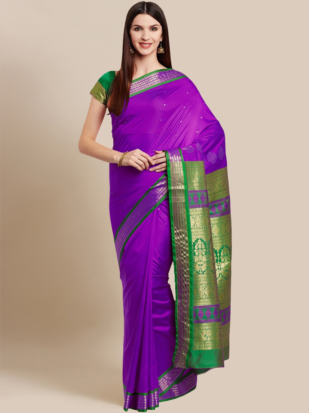 Buy Chhabra 555 Purple & Green Ethnic Motifs Art Silk Kanjeevaram Saree ... Buy Chhabra 555 Purple & Green Ethnic Motifs Art Silk Kanjeevaram Saree ...