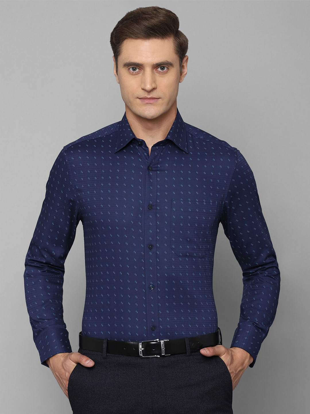 Buy Louis Philippe Men Navy Blue Printed Formal Shirt - Shirts for Men ...