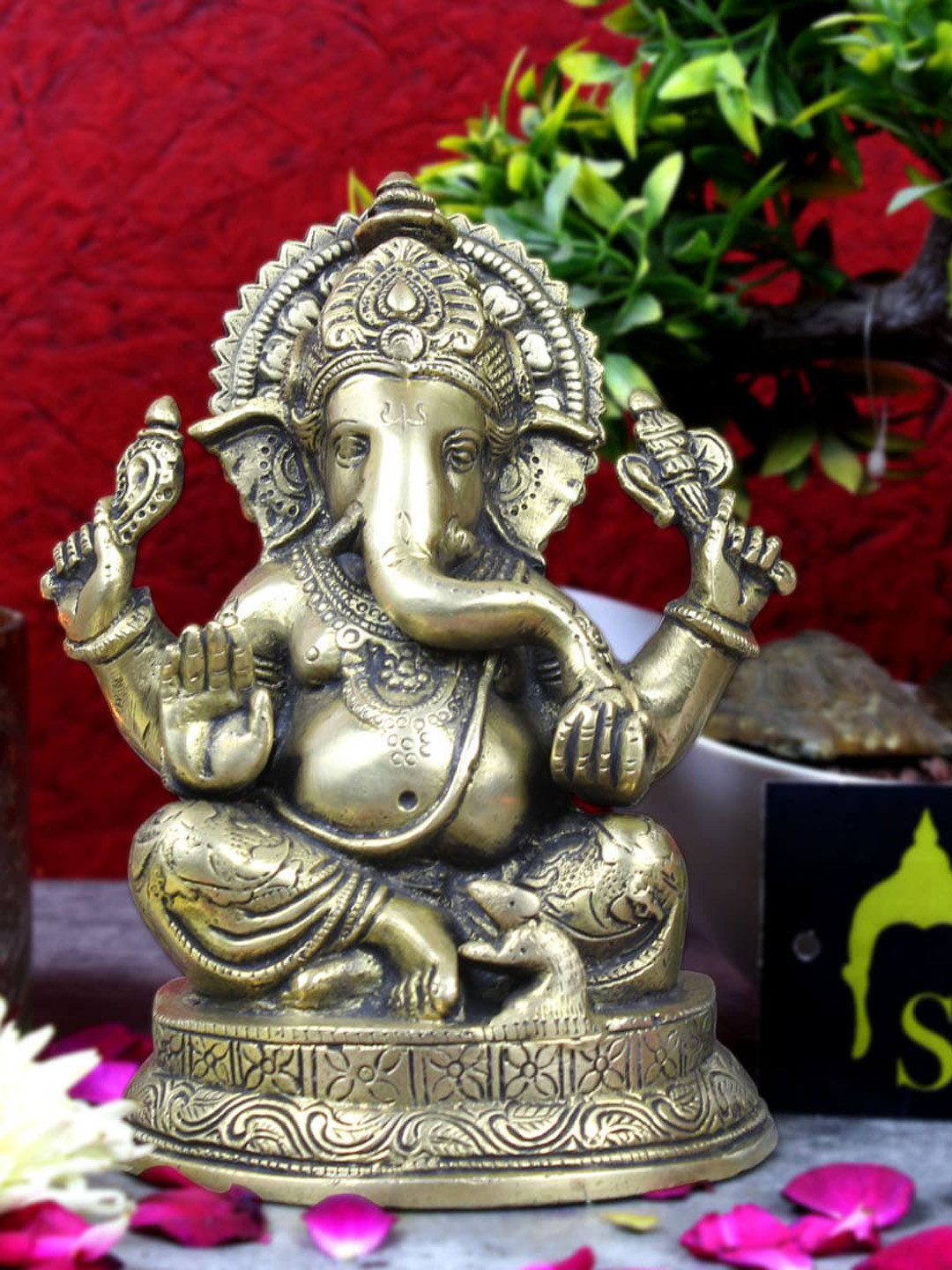 Buy StatueStudio Gold Antique Ganesha Idol Showpieces - Showpieces for ...