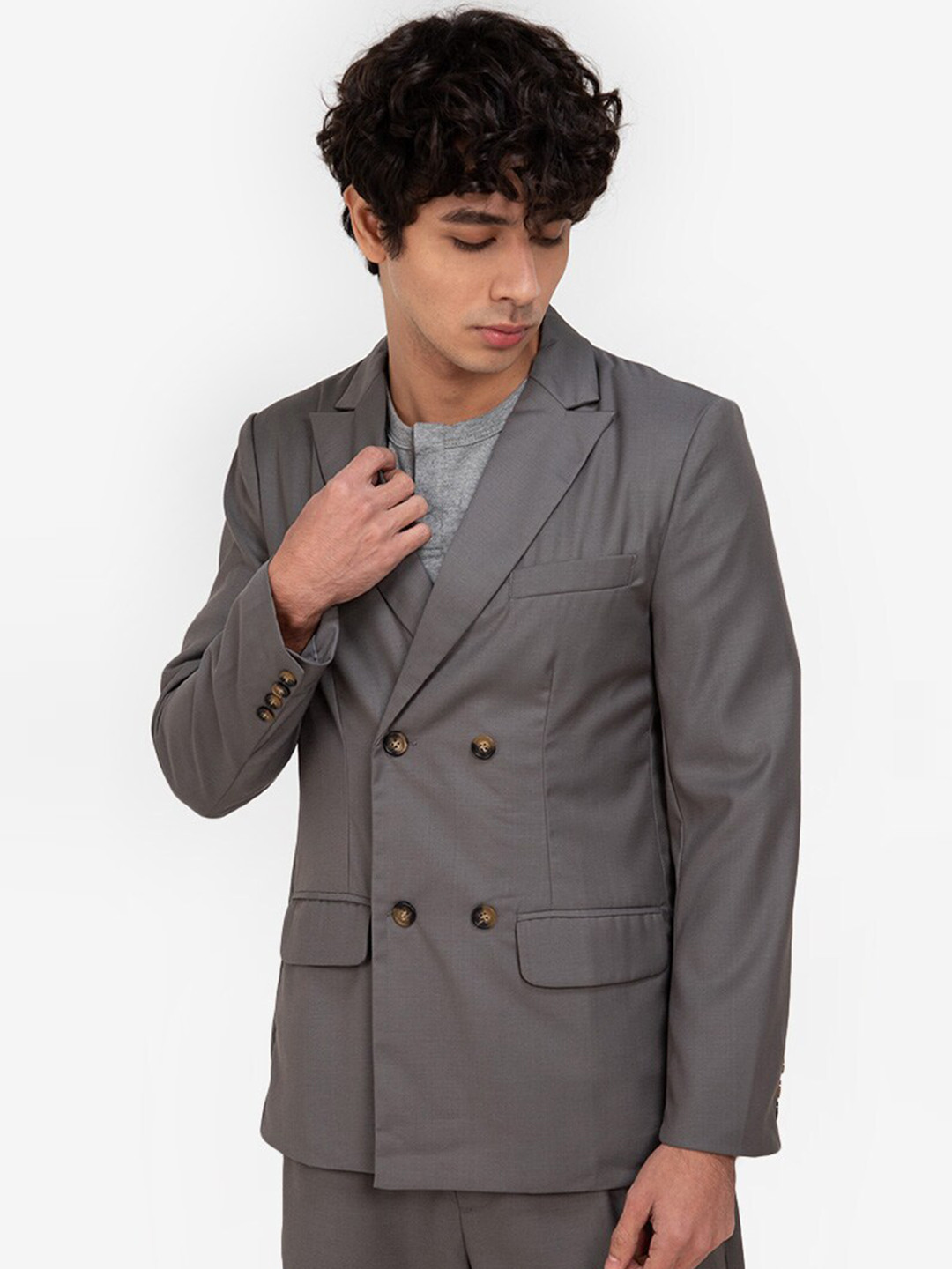 Buy ZALORA BASICS Brown Double Breasted Blazer - Blazers for Men ...