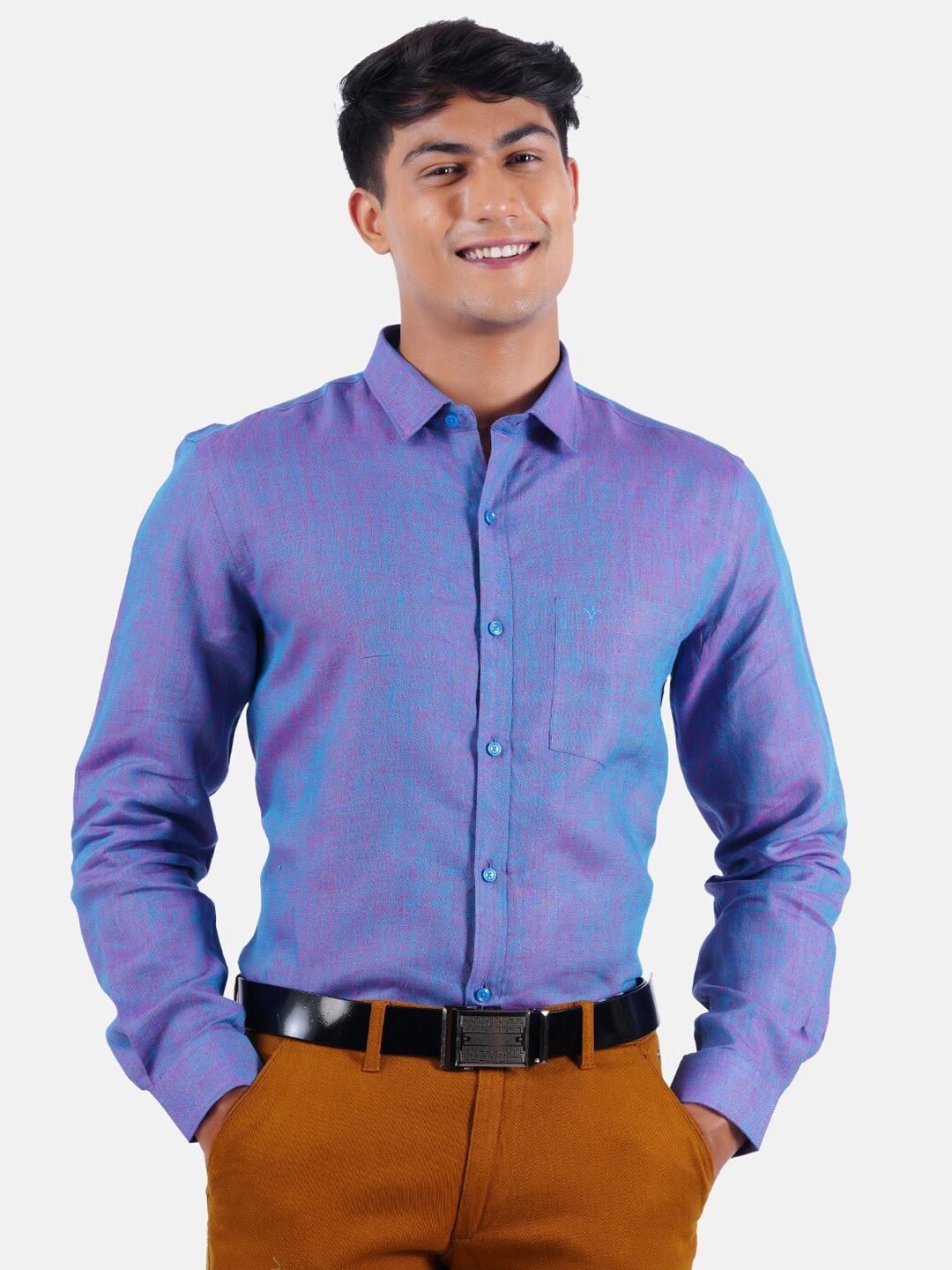 Buy Ramraj Men Teal Linen Formal Shirt - Shirts for Men 18033290 | Myntra