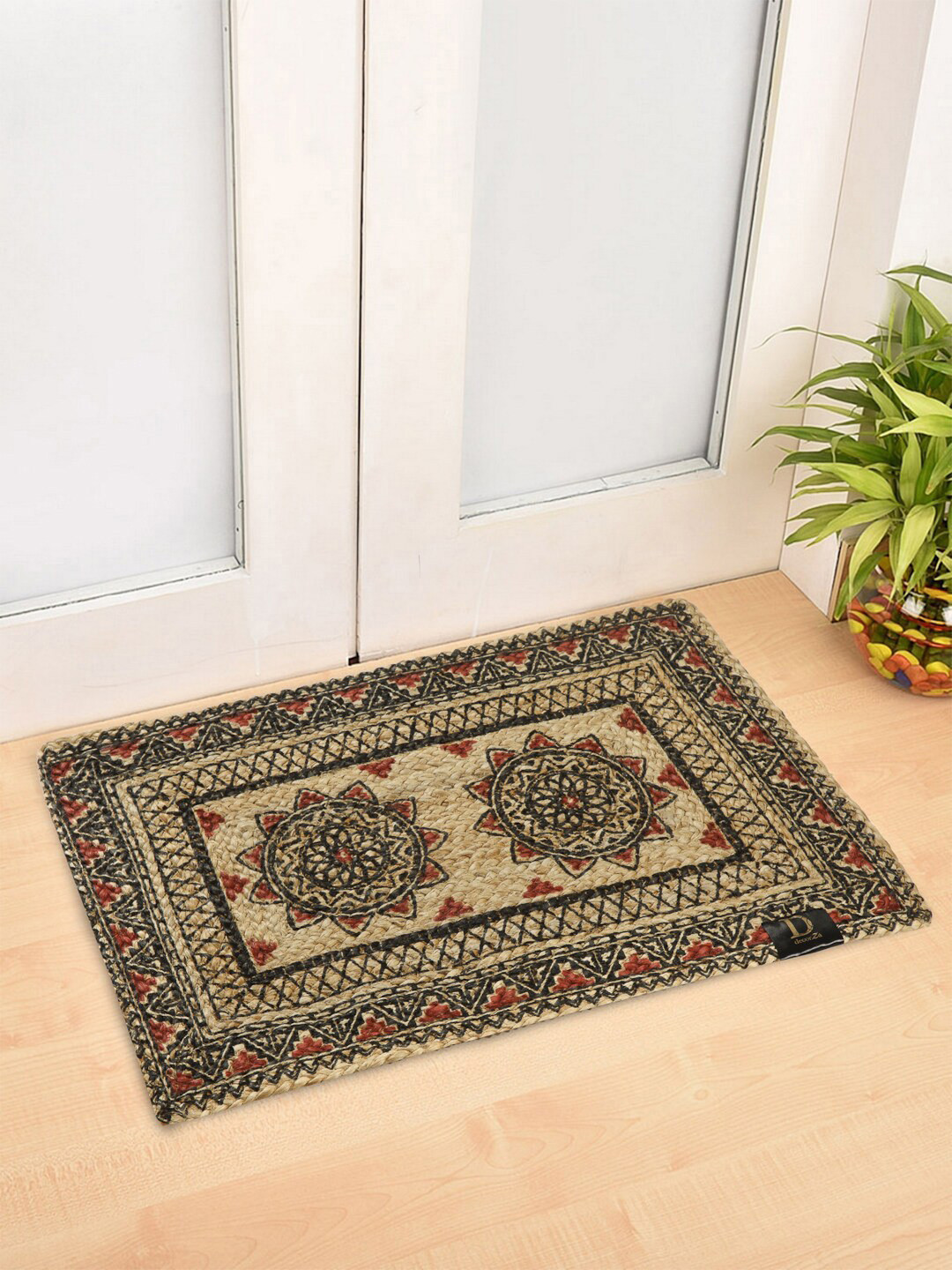 Buy Soumya Beige & Maroon Printed Natural Jute Floor Mat - Floor Mats ...