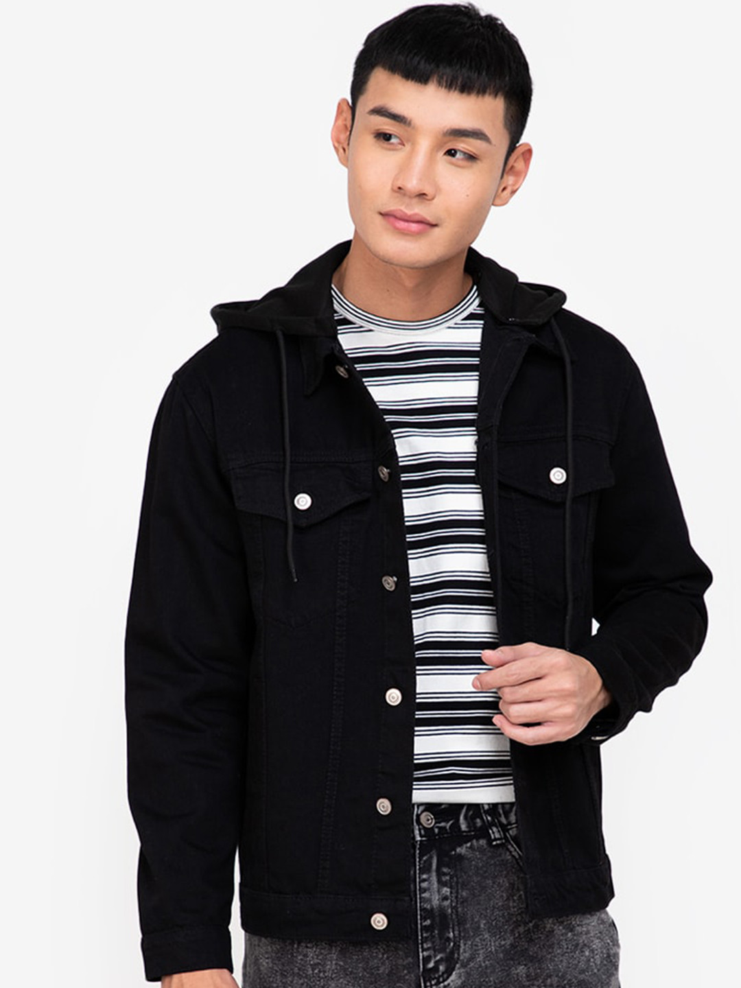 Buy ZALORA BASICS Men Black Denim Jacket - Jackets for Men 18033682 ...