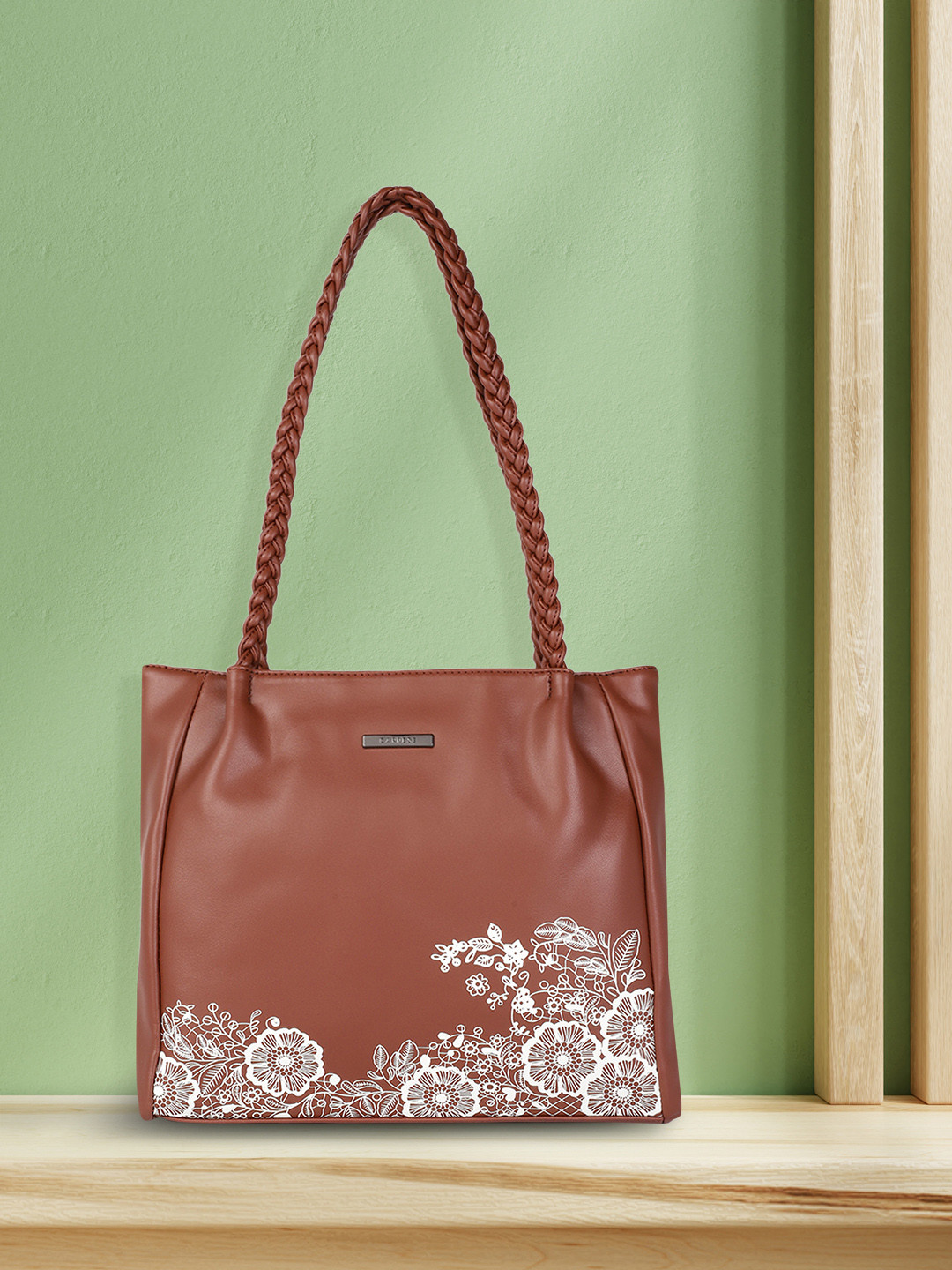 Buy Caprese Brown Floral Printed Structured Shoulder Bag - Handbags for ...