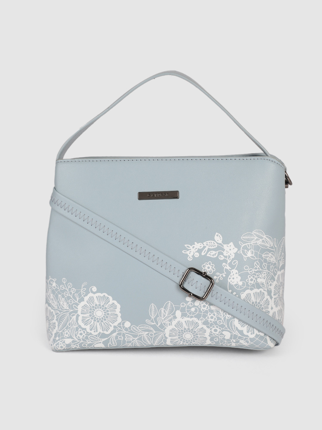 Buy Caprese Blue Floral Printed Structured Shoulder Bag - Handbags for ...