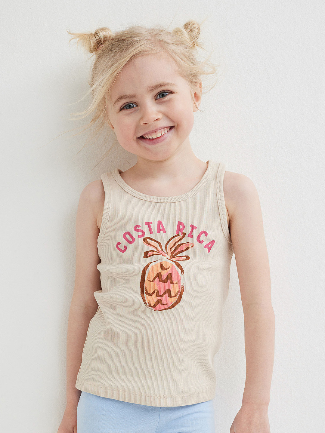 Buy H&M Girls Beige Cotton Jersey Vest Top - Tops for Girls 18037742 ...