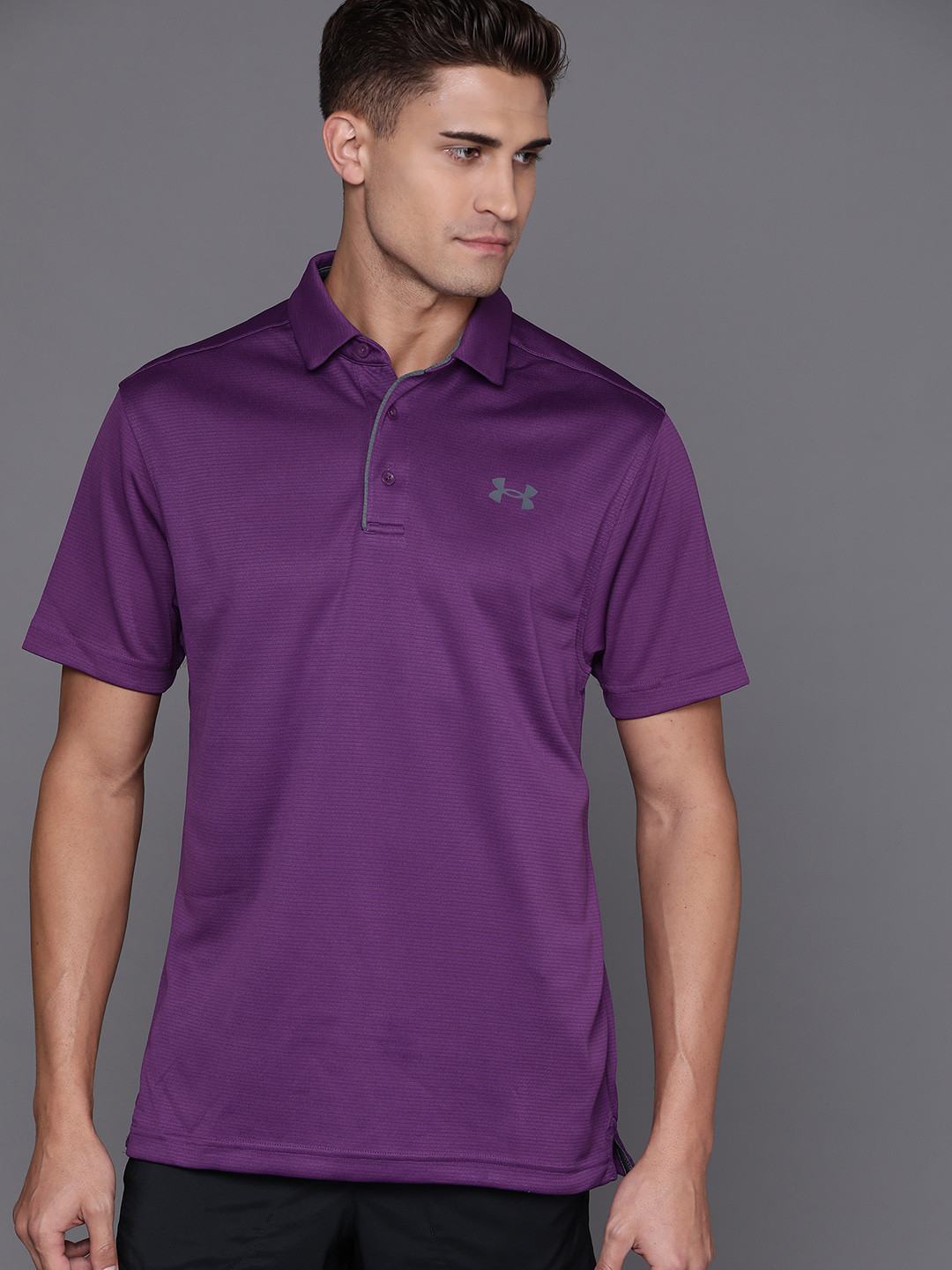 Buy UNDER ARMOUR Men Purple Tech Polo Oversized T Shirt - Tshirts for ...