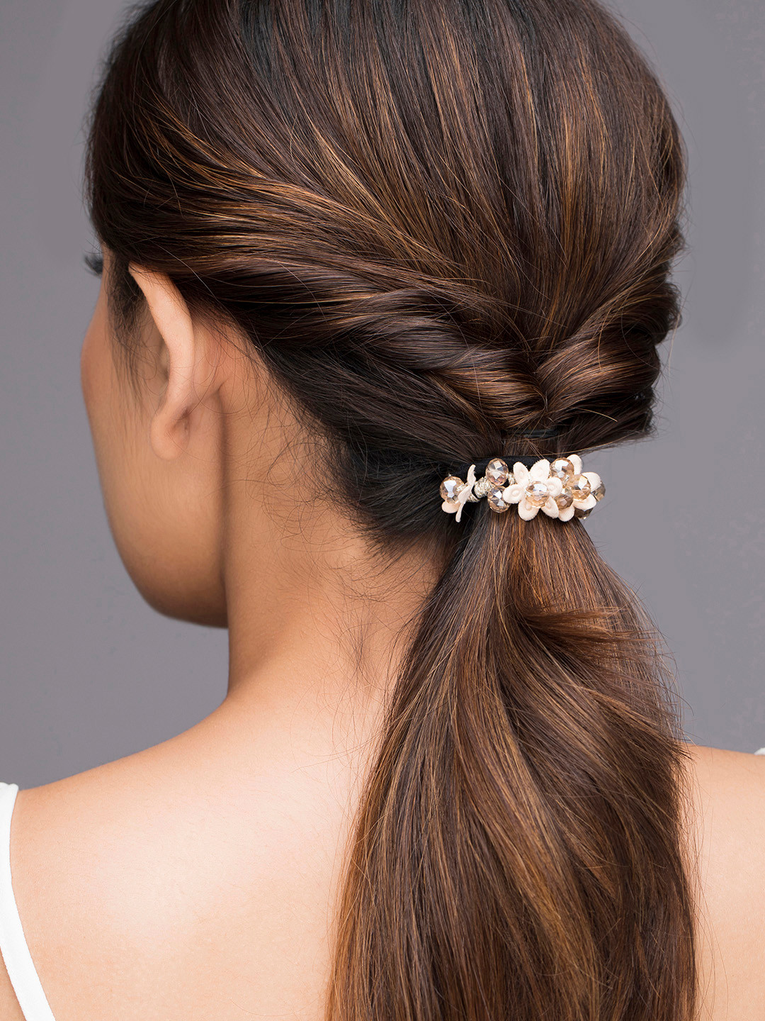 Buy Rubans Women White & Beige Set Of 2 Beaded Hairbands - Hair ...