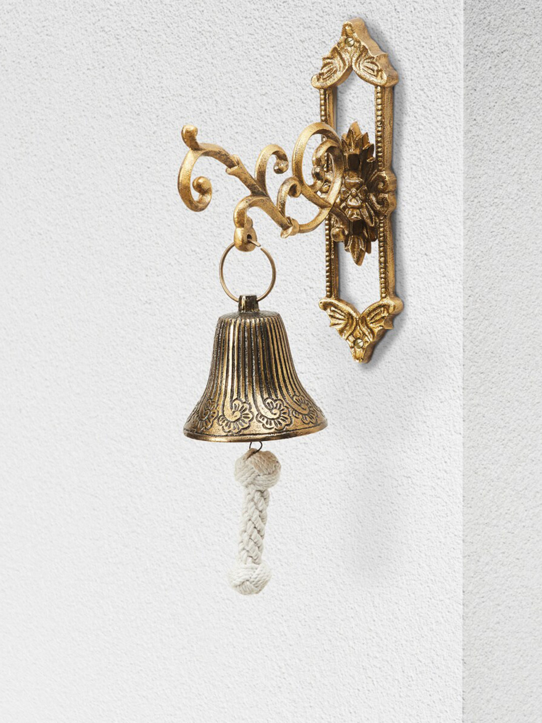 Buy Home Centre Gold Toned Floral Pattern Metal Door Bell - Showpieces ...