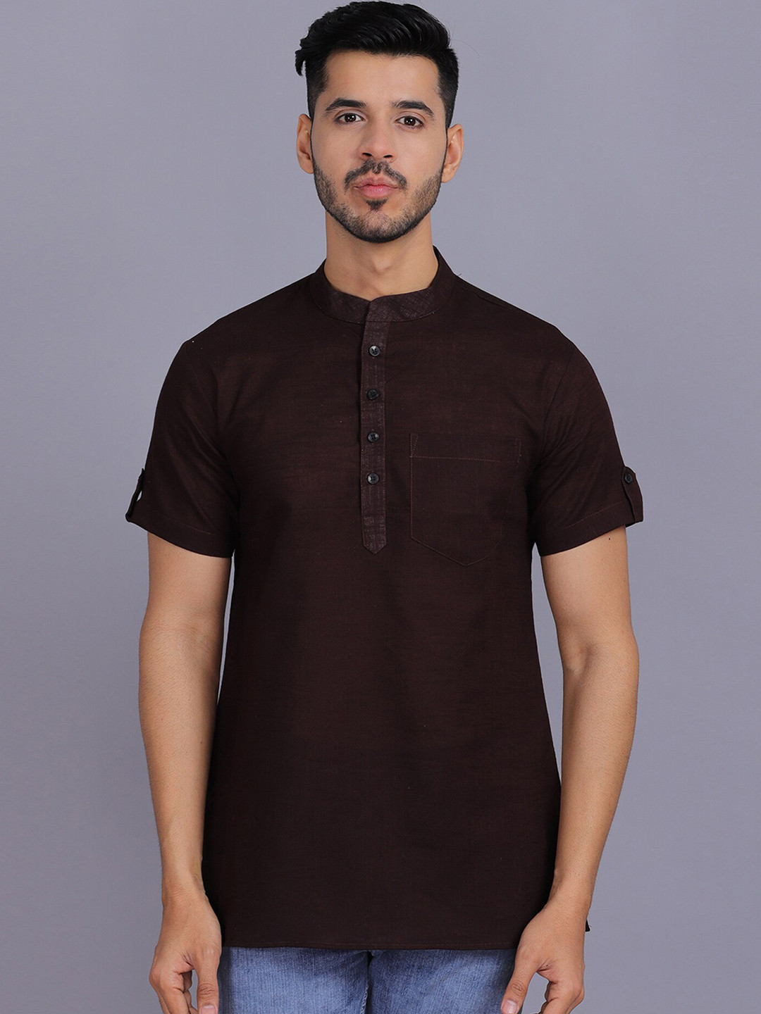 Buy Waahiba Men Black Thread Work Handloom Kurta - Kurtas for Men ...