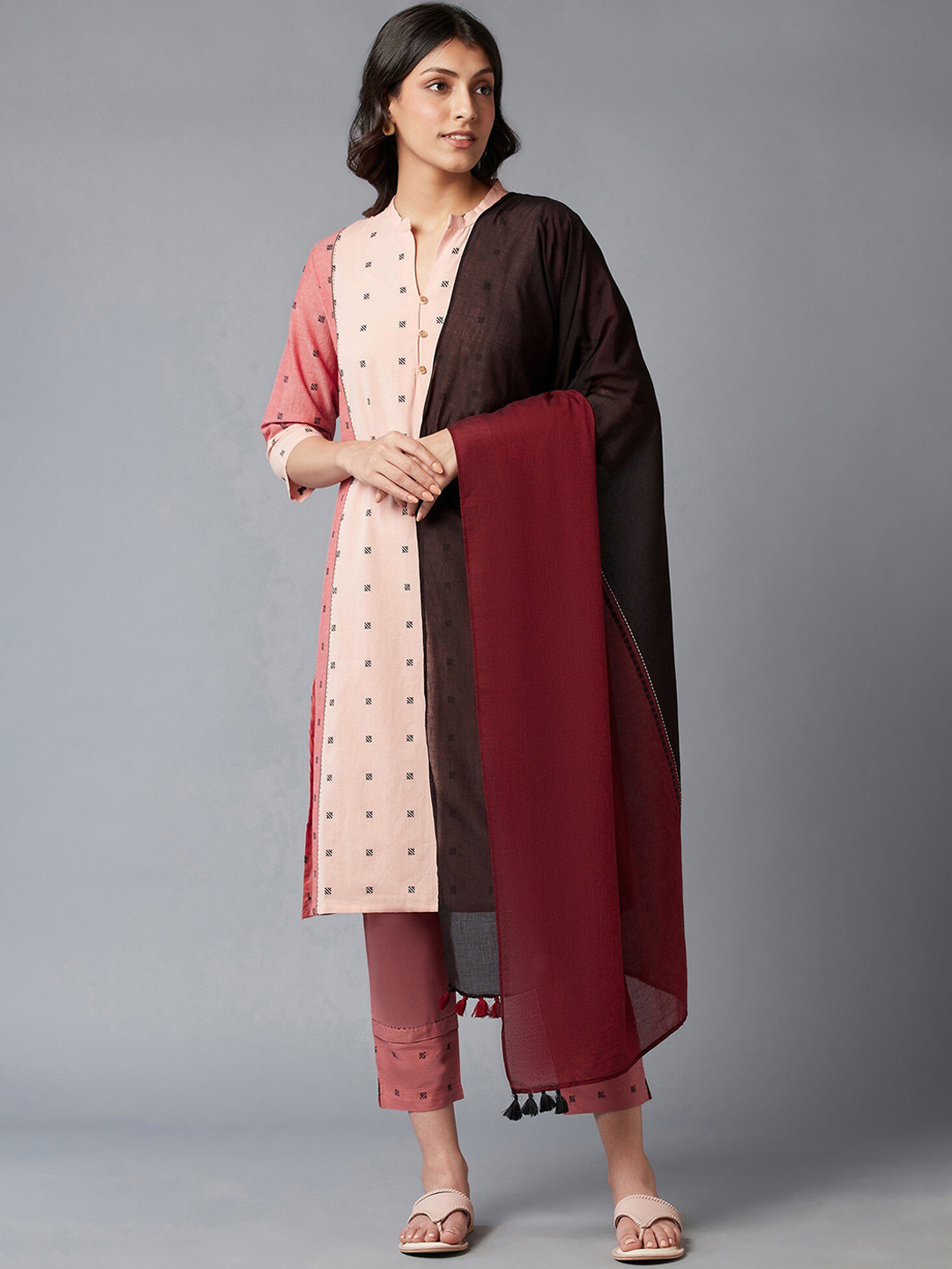 Buy W Women Red Ethnic Motifs Printed Kurta With Trousers & With ...