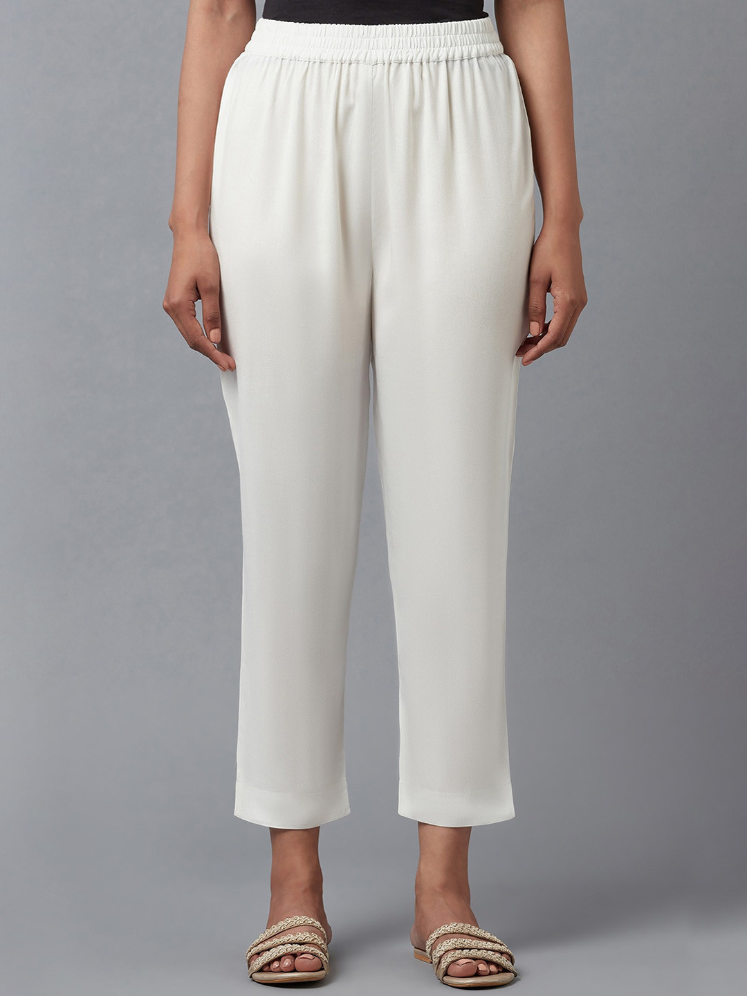 Buy W Women White Trousers - Trousers for Women 18054700 | Myntra