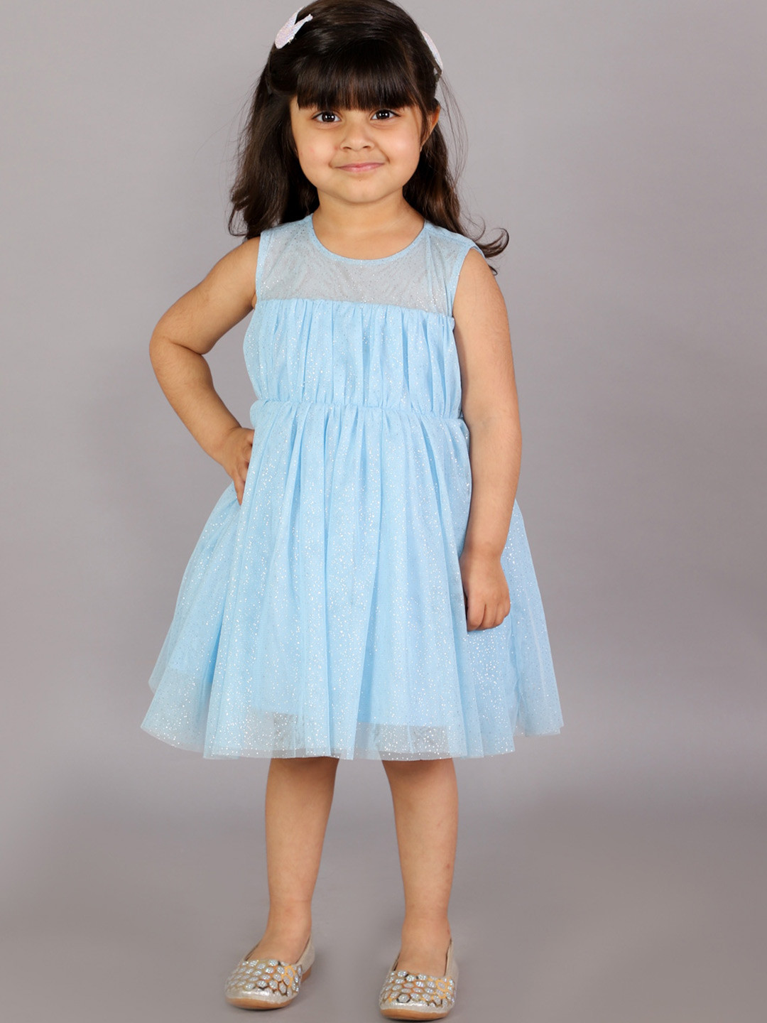 Buy KidsDew Girls Blue Solid Net Dress - Dresses for Girls 18056342 ...