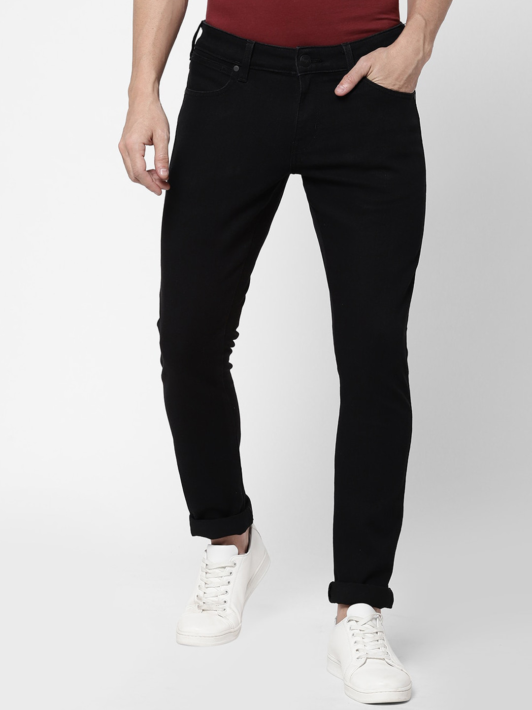 Buy Wrangler Men Black Vegas Skinny Fit Low Rise Stretchable Jeans ...