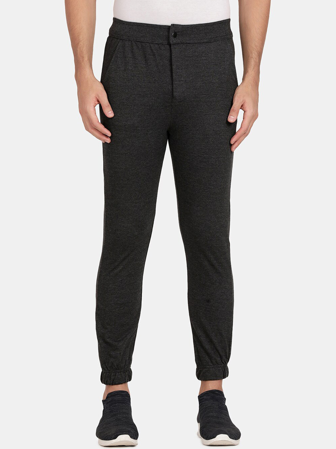 Buy Pepe Jeans Men Dark Grey Solid Cotton Athleisure Joggers - Track ...