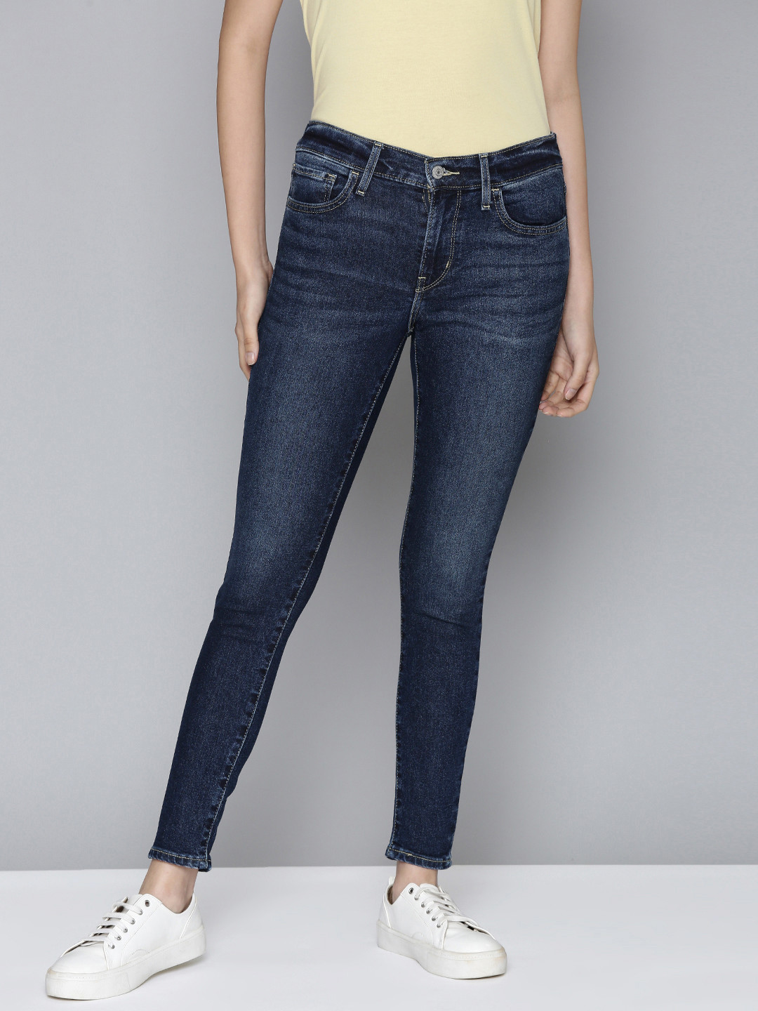 Buy Levis Women Blue Super Skinny Fit High Rise Heavy Fade Stretchable ...