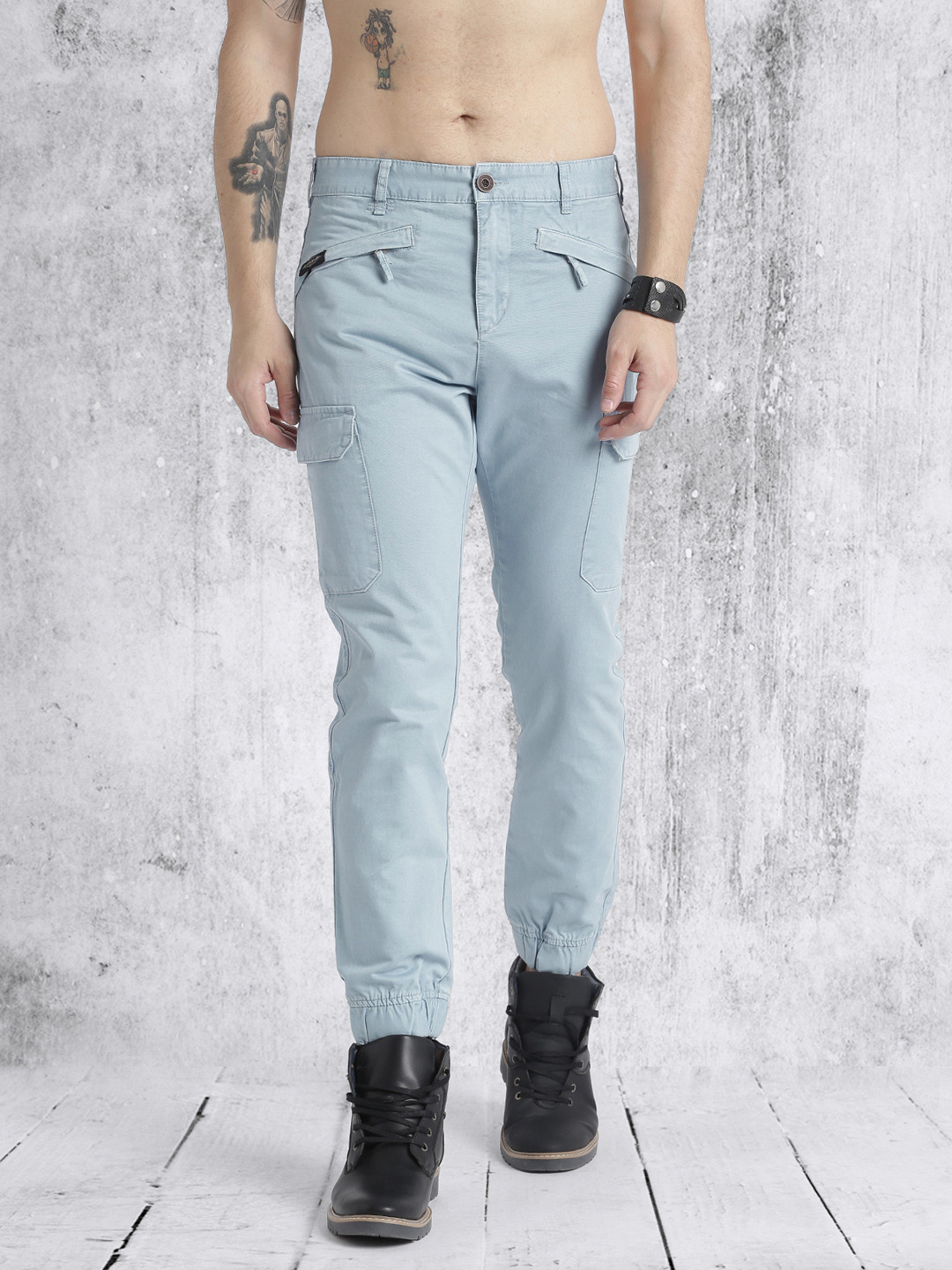Buy Roadster Men Blue Solid Cargos - Trousers for Men 1807008 | Myntra