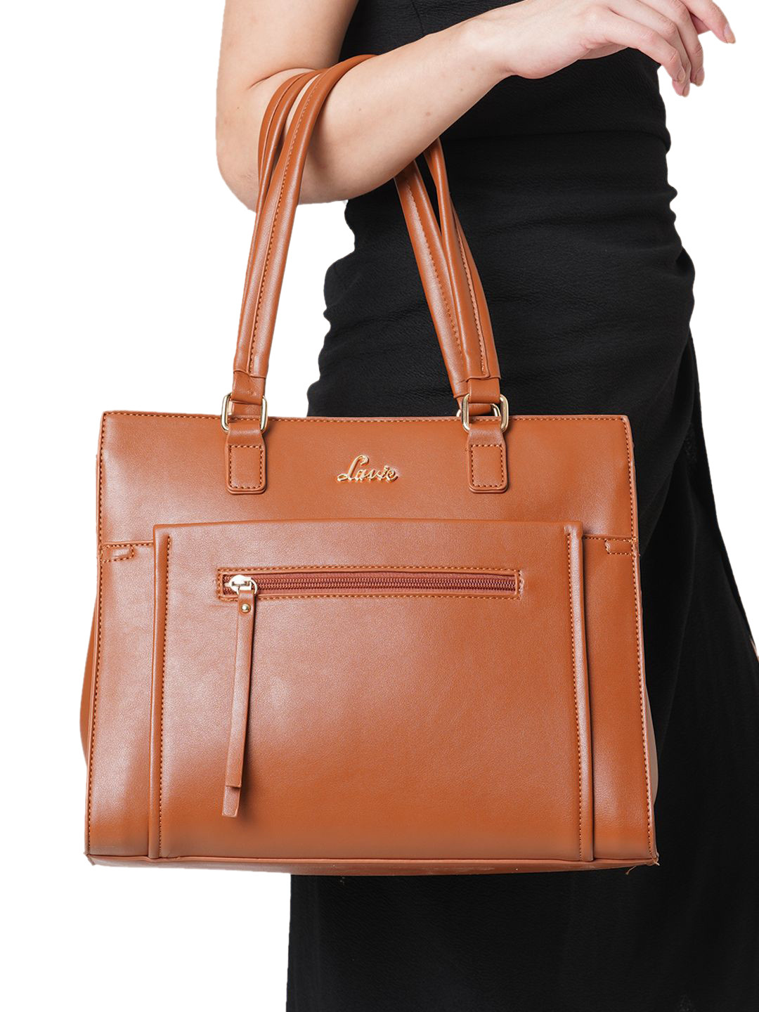 Buy Lavie Fair Tan Brown Solid Structured Handheld Bag - Handbags for ...