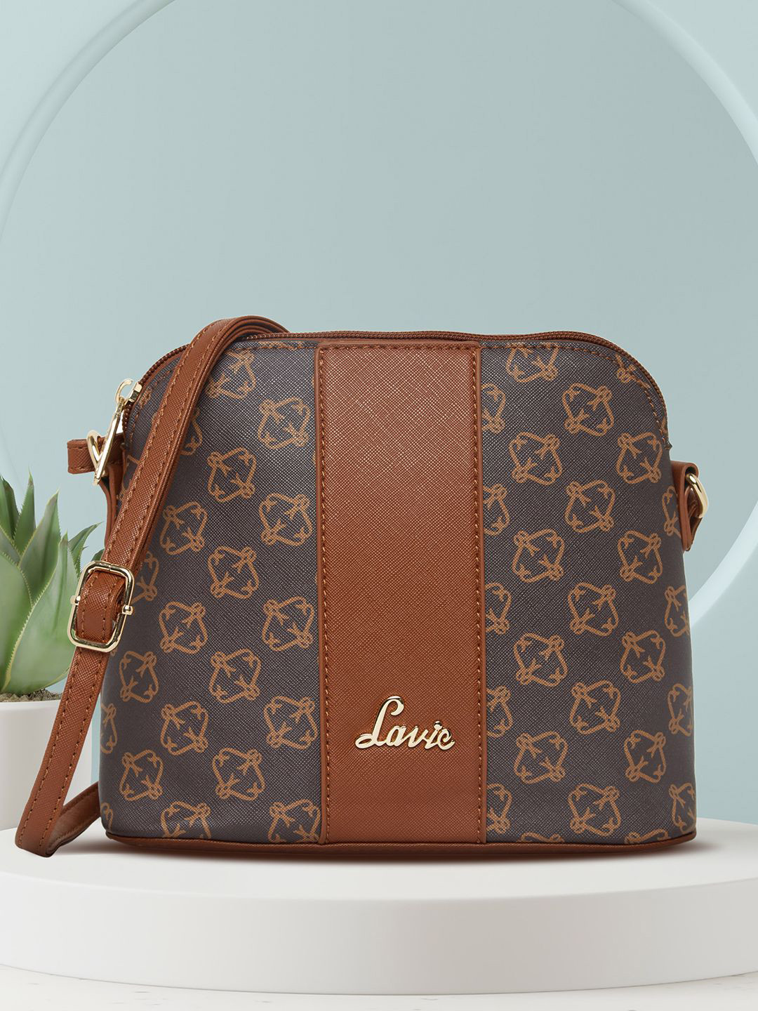 Buy Lavie Mini Mamo Women Brown Printed Structured Sling Bag - Handbags ...