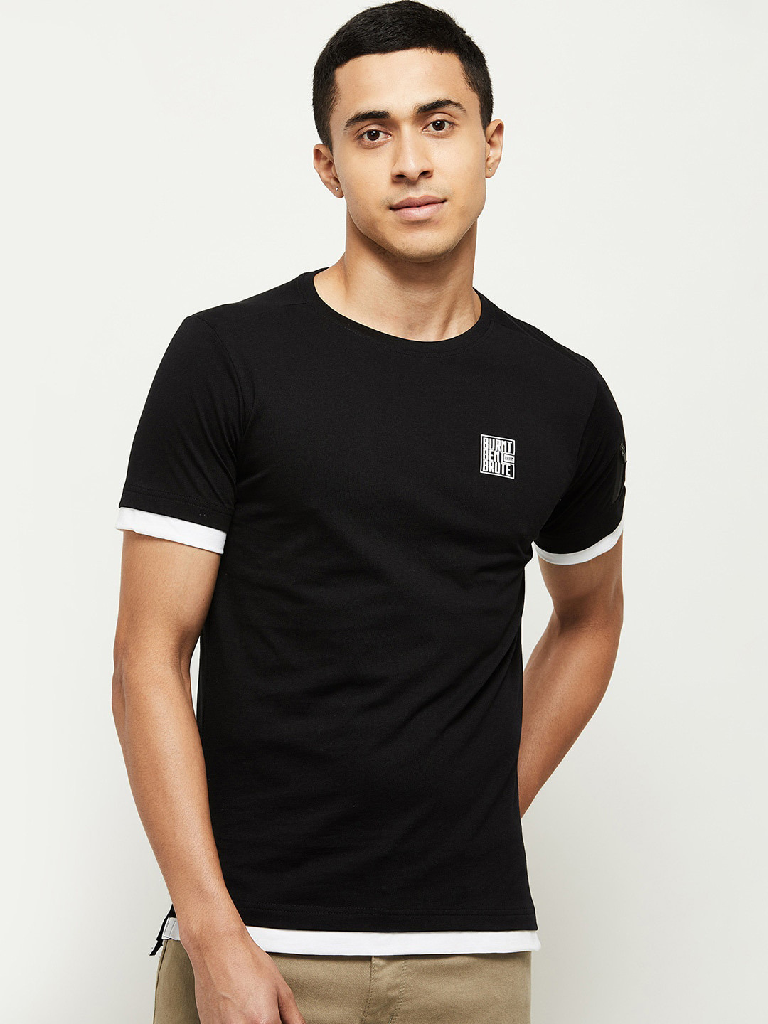 Buy Max Men Black Solid Cotton T Shirt - Tshirts for Men 18080050 | Myntra
