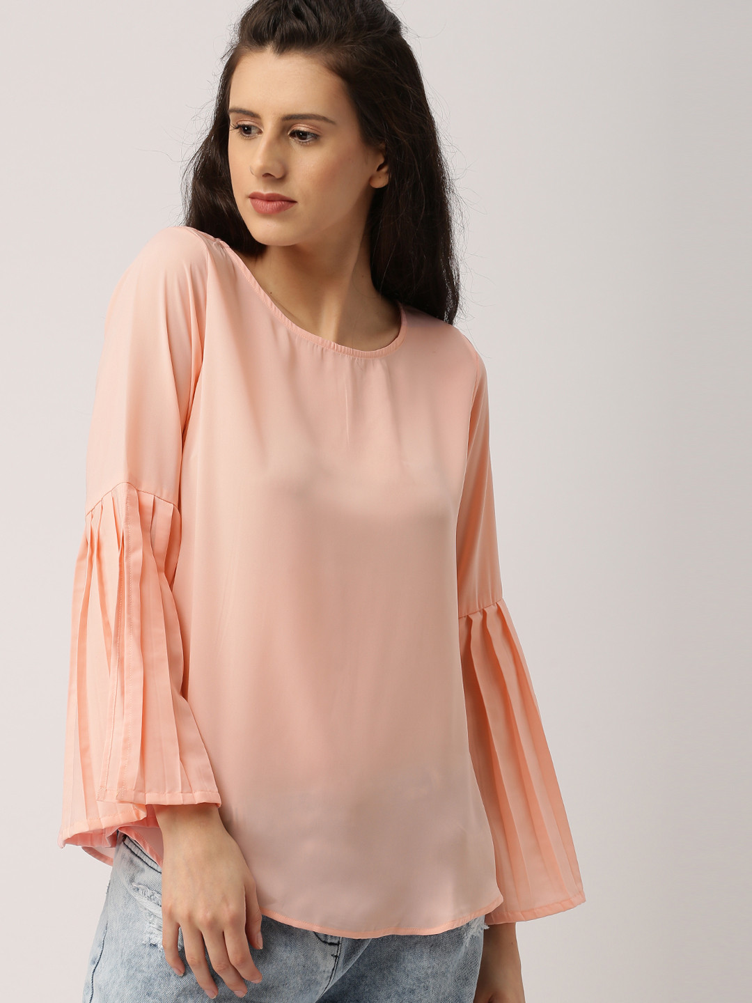 Buy Ms.Taken Women Peach Coloured Solid Top - Tops for Women 1808285 ...