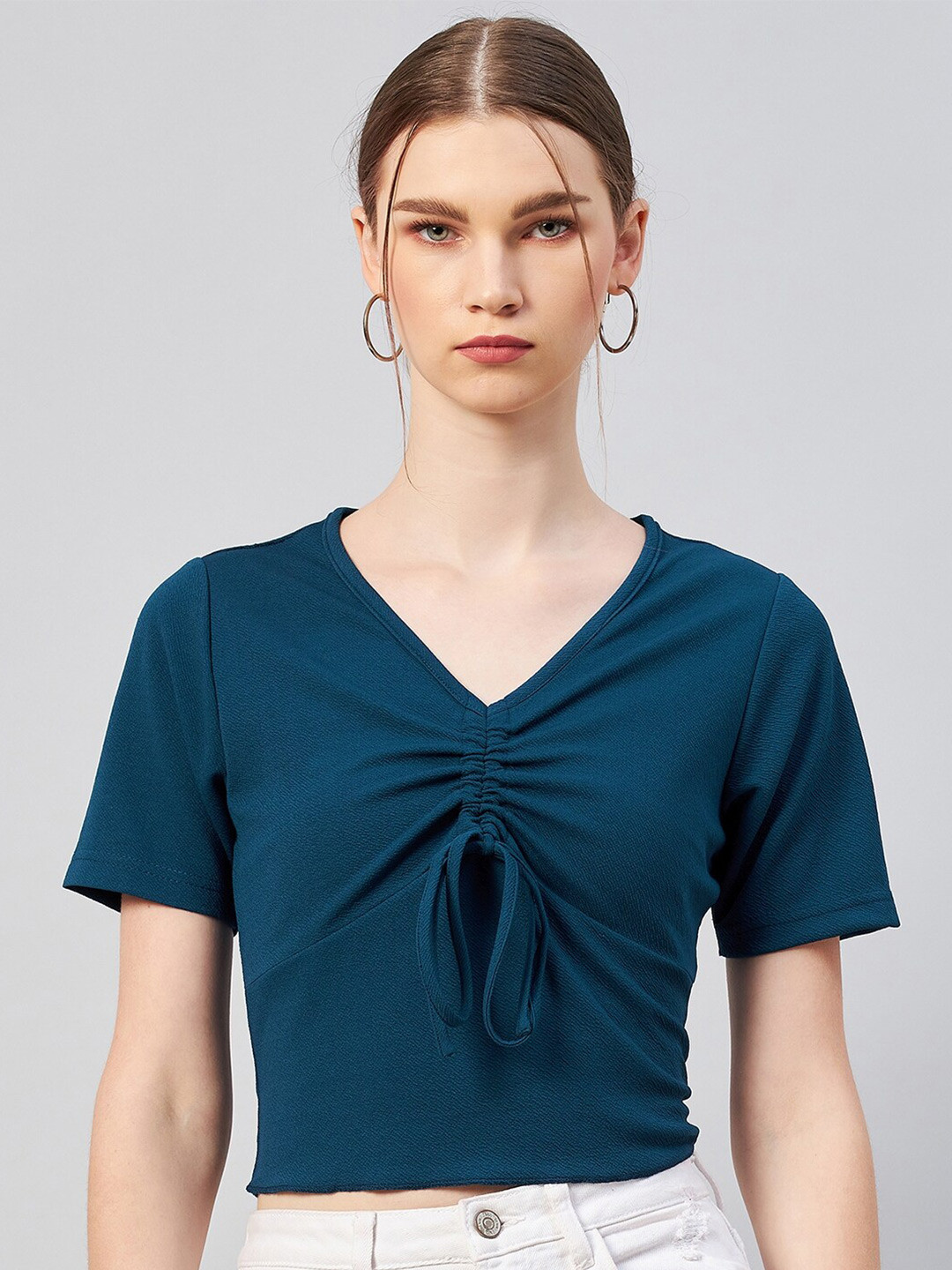 Buy Carlton London Teal Crop Top - Tops for Women 18083676 | Myntra