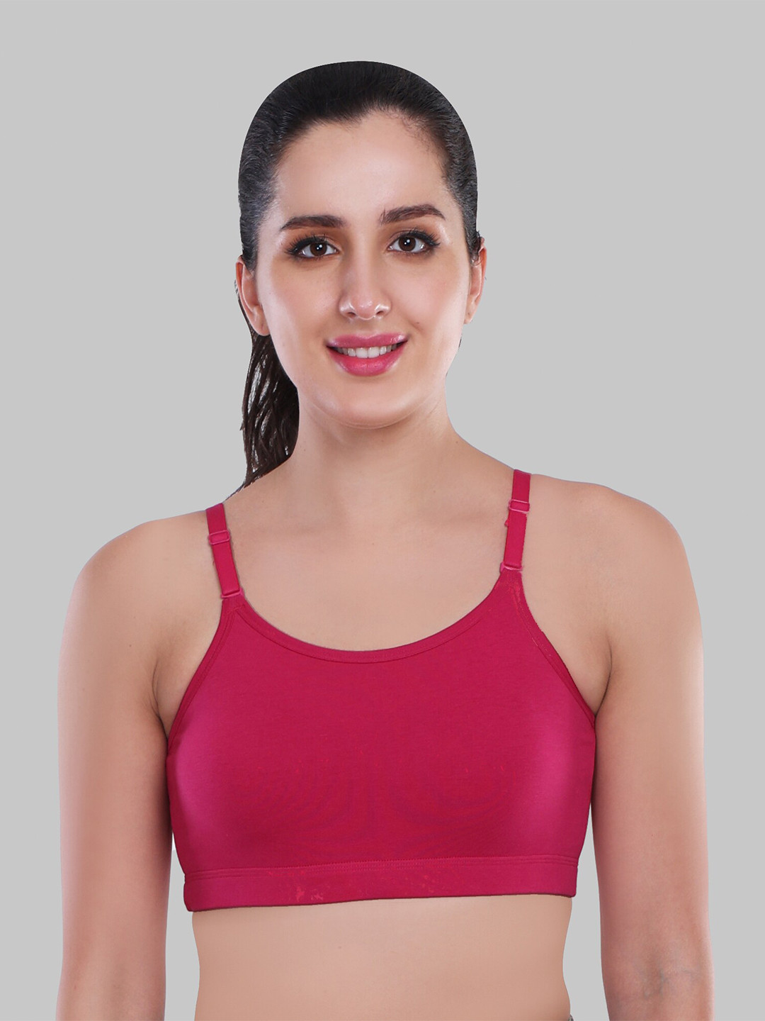 Buy Innocence Fuchsia Non Padded Non Wired Full Coverage Sports Bra ...