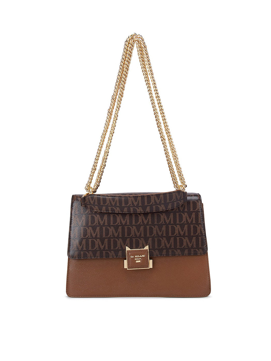 Buy Da Milano Brown Textured Leather Structured Shoulder Bag With ...