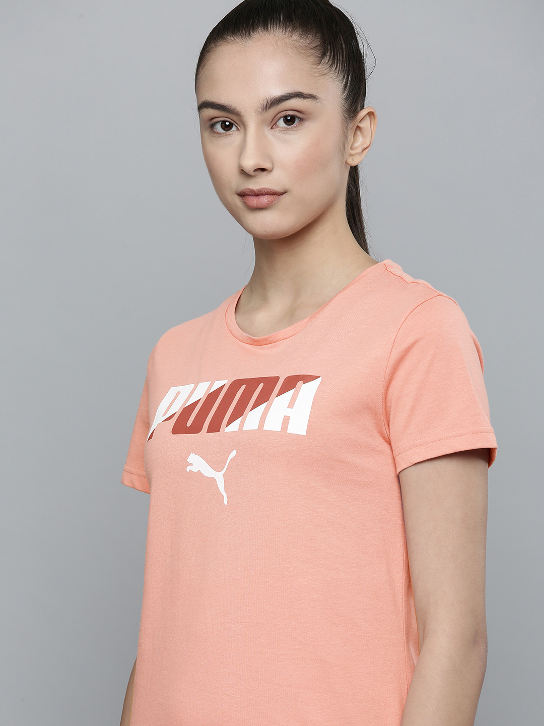 Buy Puma Women Pink Brand Logo Printed Pure Cotton T Shirt - Tshirts ...