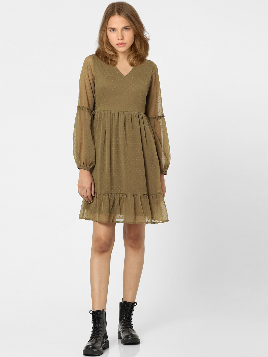 Buy ONLY Olive Green Dress - Dresses for Women 18096628 | Myntra