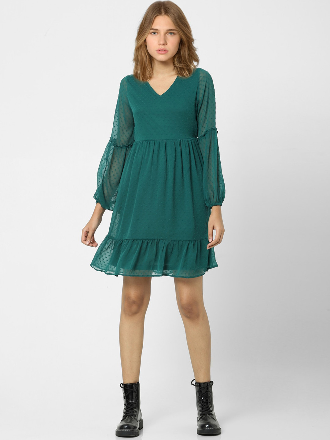 Buy ONLY Women Green Solid Dress - Dresses for Women 18096722 | Myntra