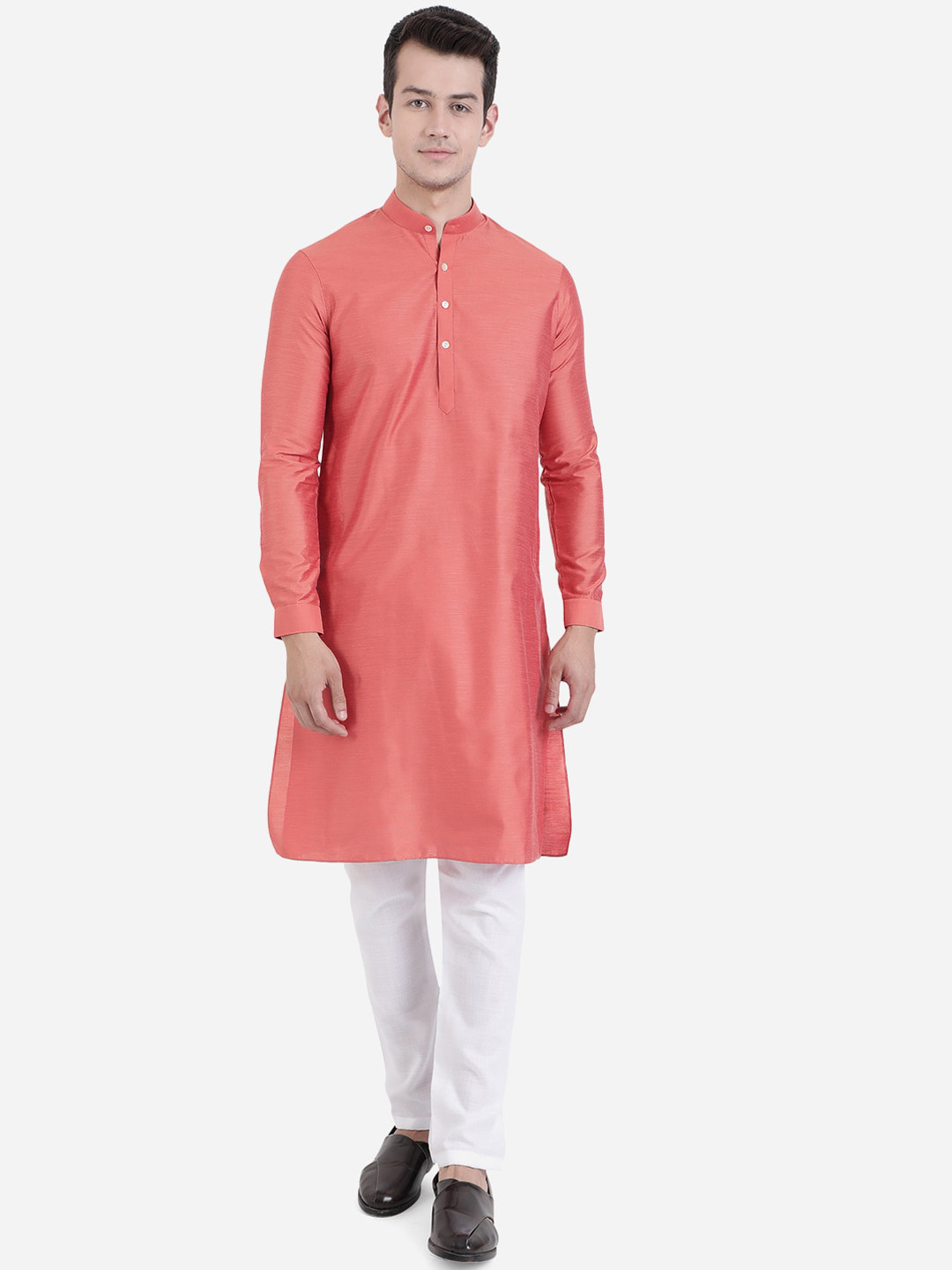 Buy Modi Kurta Men Pink Solid Pure Cotton Kurta - Kurtas for Men ...