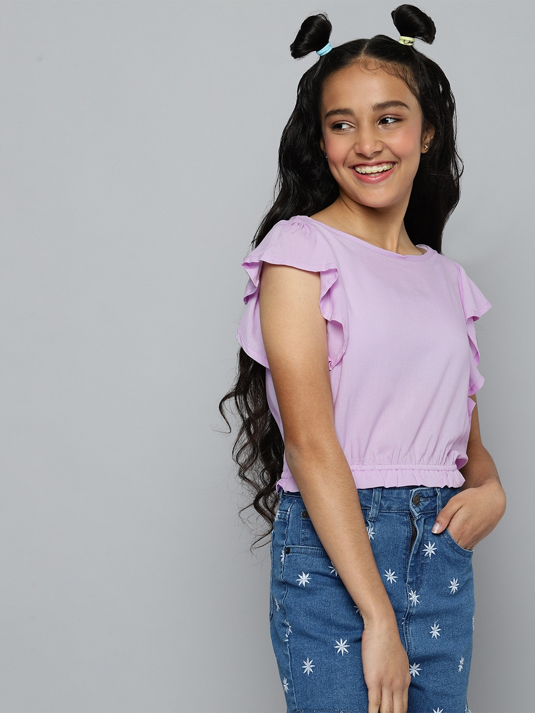 Buy JUSTICE Girls Lavender Peplum Crop Top - Tops for Girls 18101760 ...