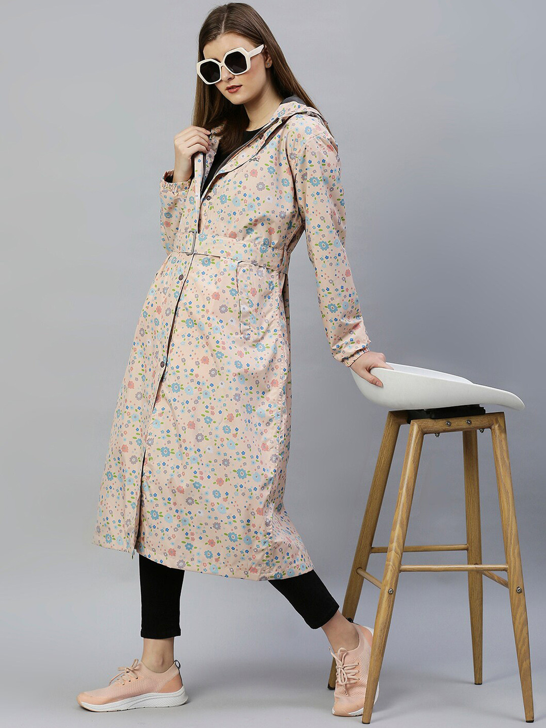 Buy Zeel Women Peach Coloured Printed Rain Jacket - Rain Jacket for ...